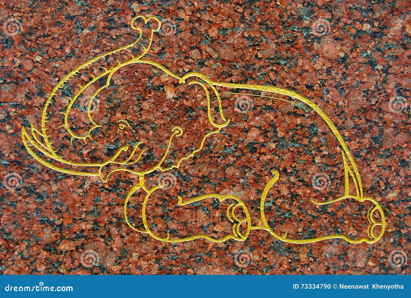 Elephant Art Works Carved on Stone Surfaces. Stock Photo - Image of ...