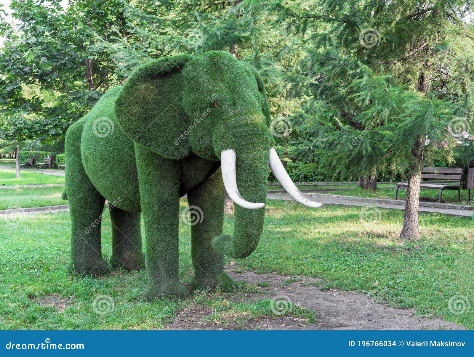 Elephant from of Artificial Lawn Grass, Topiary Figure. Stock Photo ...