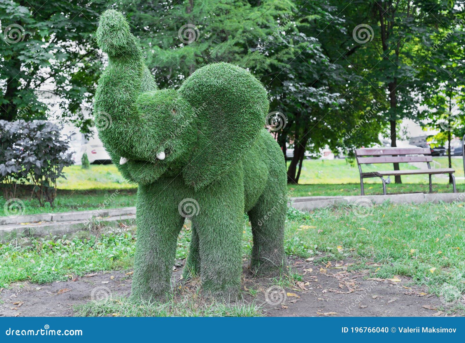 Elephant from of Artificial Lawn Grass, Topiary Figure Stock Photo ...