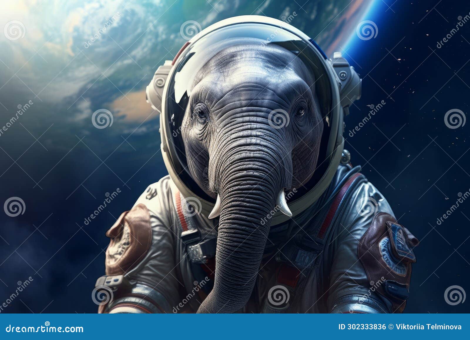 An Elephant in an Astronaut Costume in Outer Space Stock Illustration - Illustration of design ...