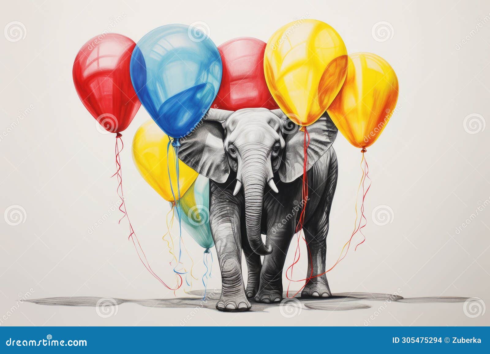 Elephant with Balloons stock illustration. Illustration of modern ...