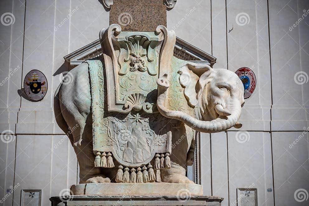 The Elephant on the Base of the Minerva Obelisque in the Centre of Rome ...