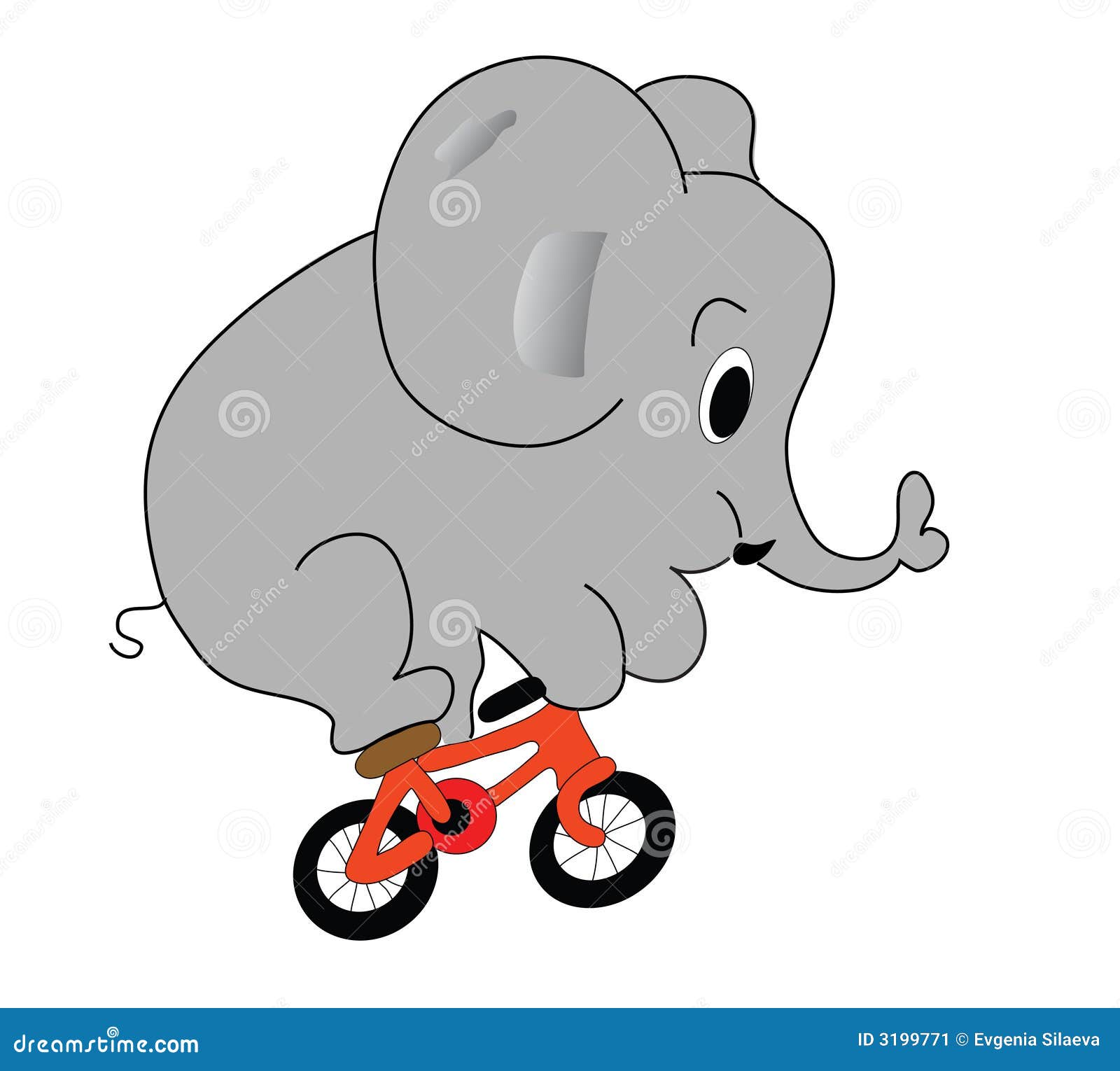 Elephant on the bicycle stock vector. Illustration of grey - 3199771