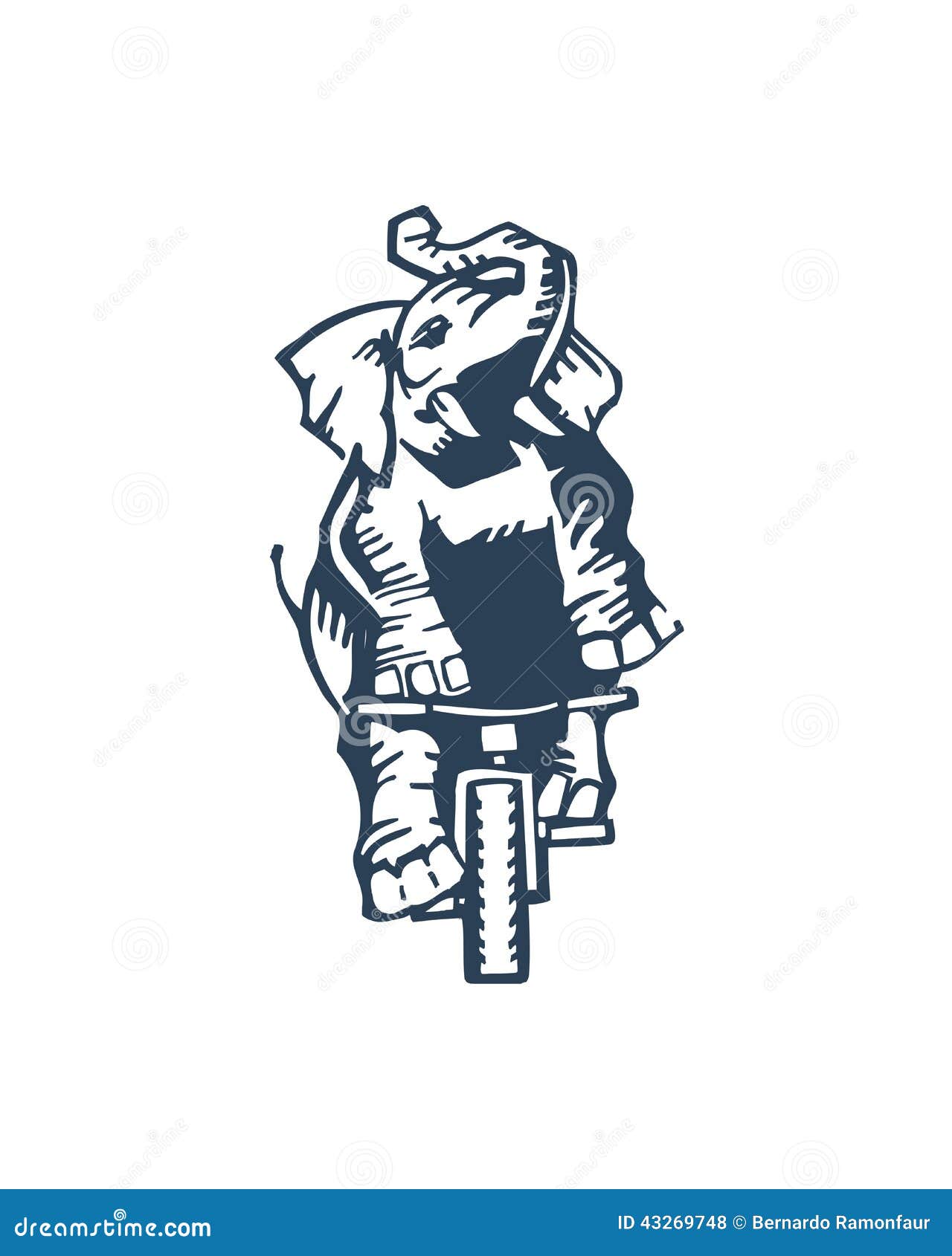 Elephant on a bicycle stock illustration. Illustration of riding - 43269748