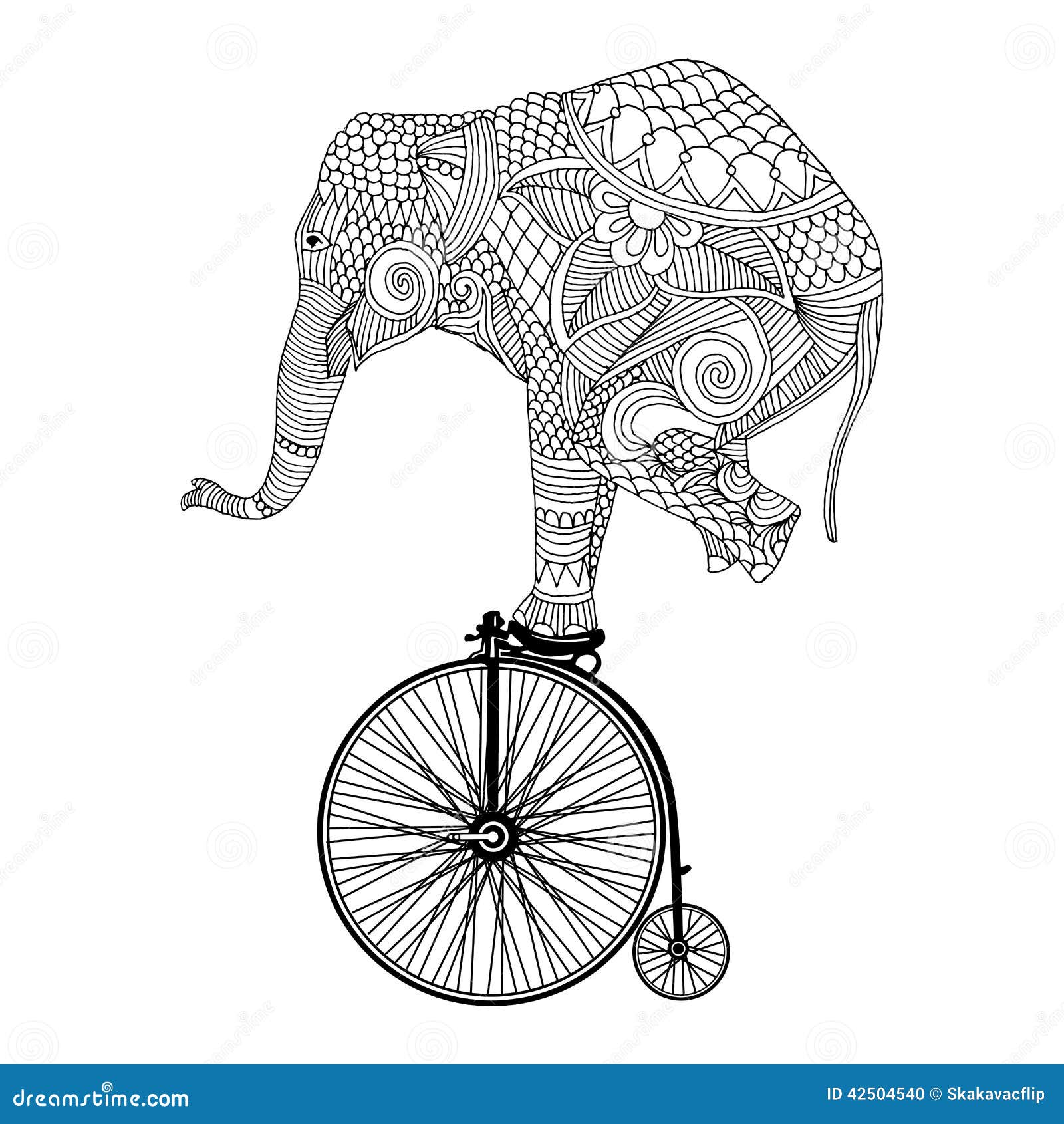 Uncolored Patterned Outline Mandala For Page Of Coloring Book. Cartoon ...