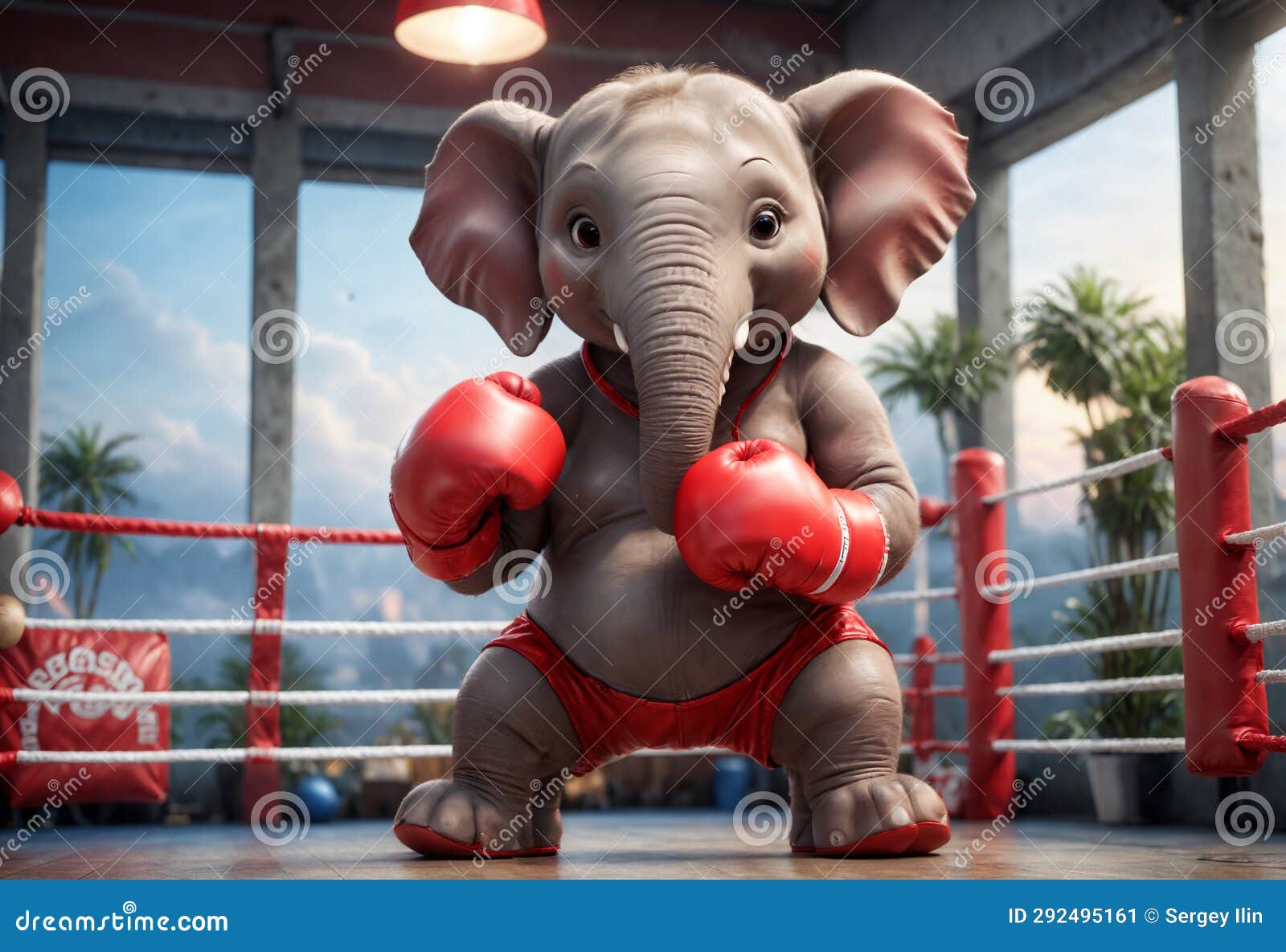 Elephant in Boxing Gloves on a Ring. Generative AI Stock Illustration ...