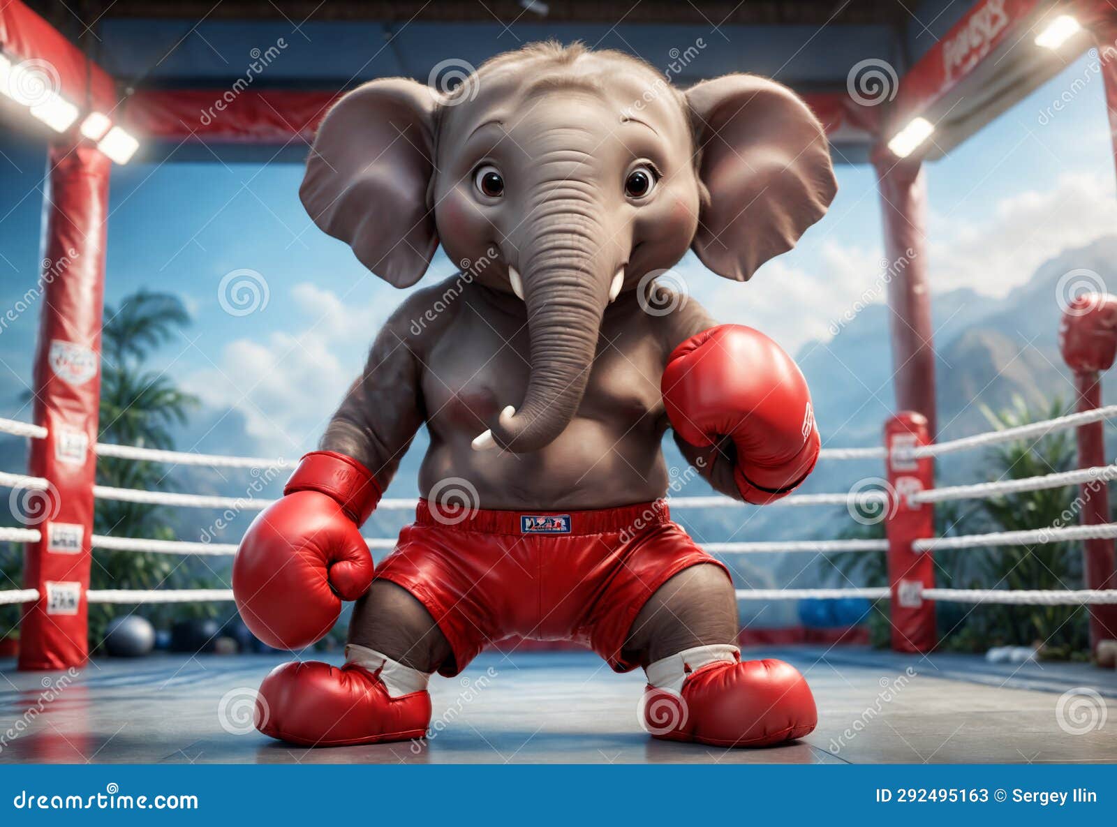 Elephant in Boxing Gloves on a Ring. Generative AI Stock Illustration ...