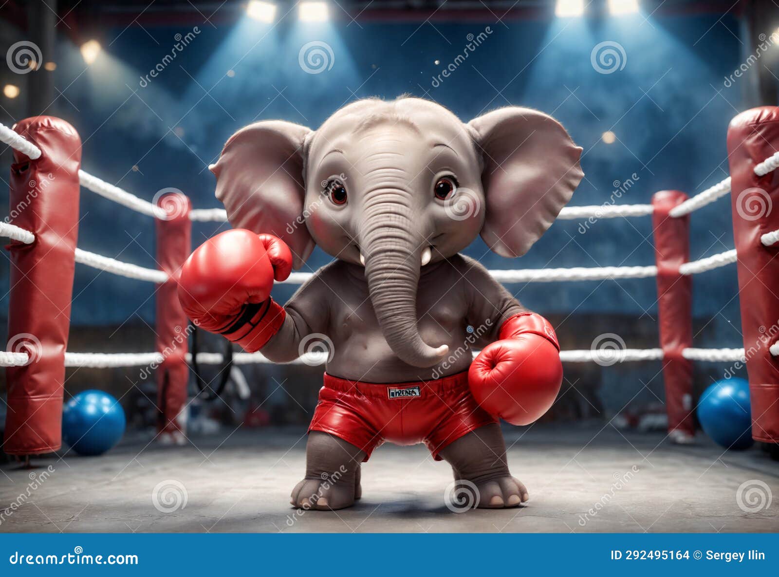 Elephant in Boxing Gloves on a Ring. Generative AI Stock Illustration ...