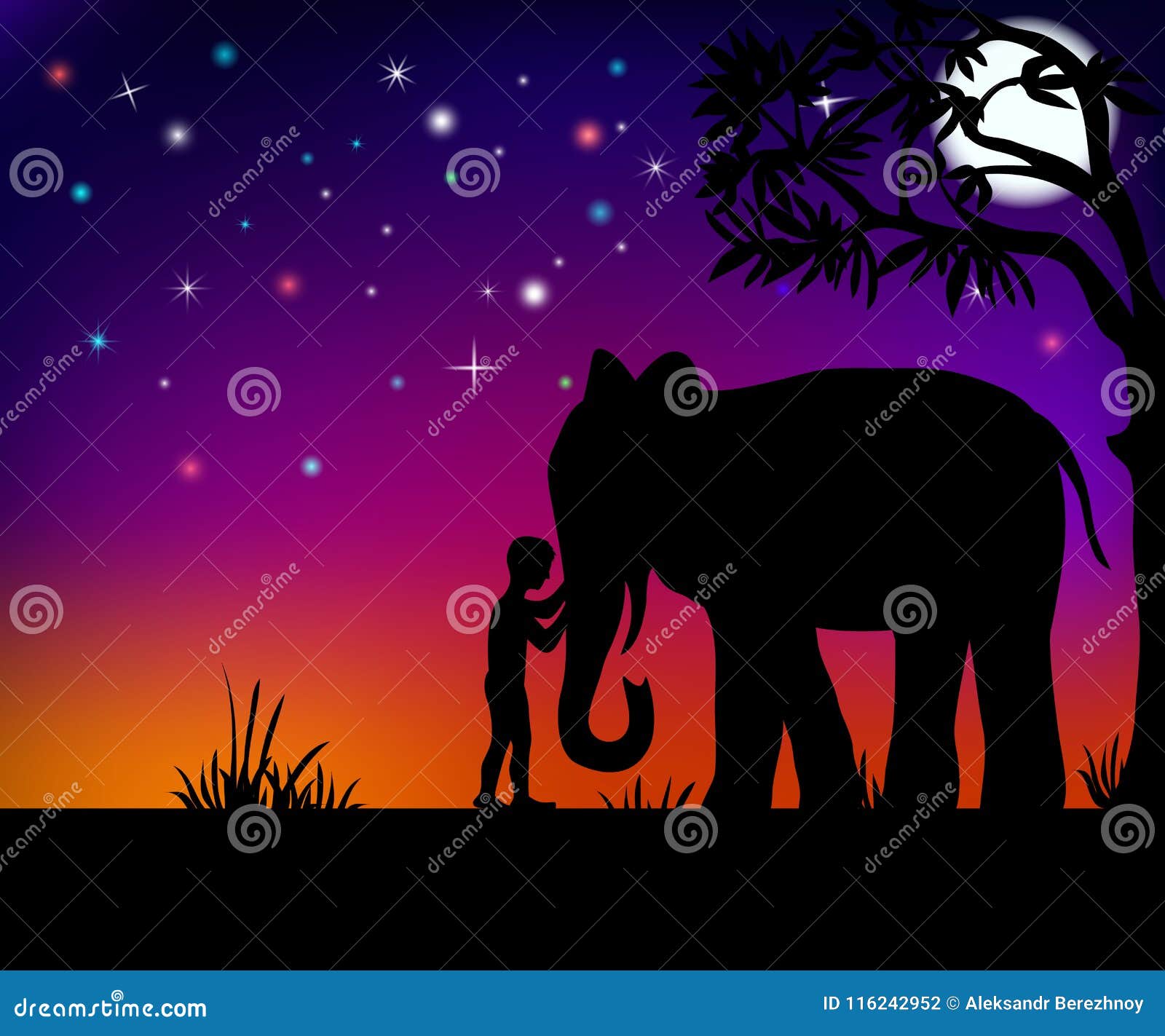 Elephant and boy stock vector. Illustration of little - 116242952