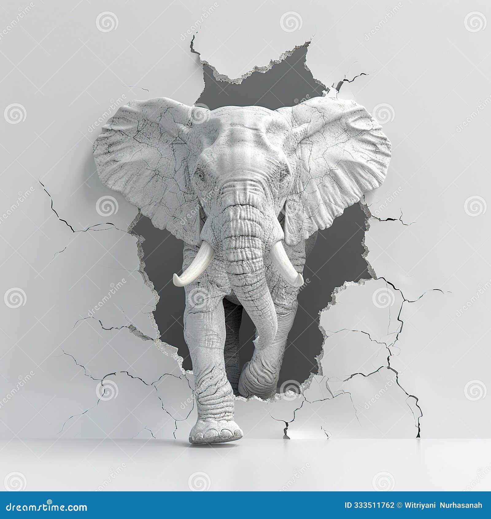Elephant Breaking through a Wall Stock Illustration - Illustration of ...