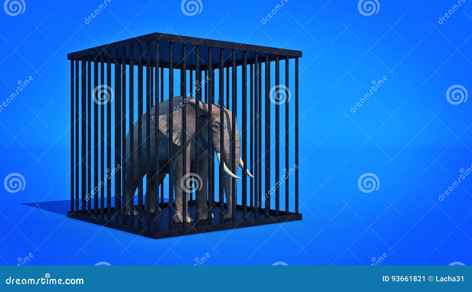 Elephant in cage. stock illustration. Illustration of park - 93661821