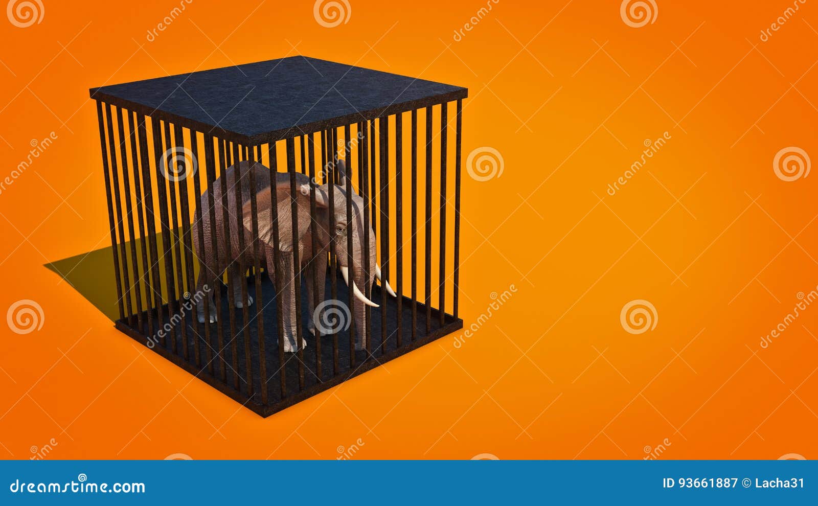 Elephant in cage. stock illustration. Illustration of name - 93661887