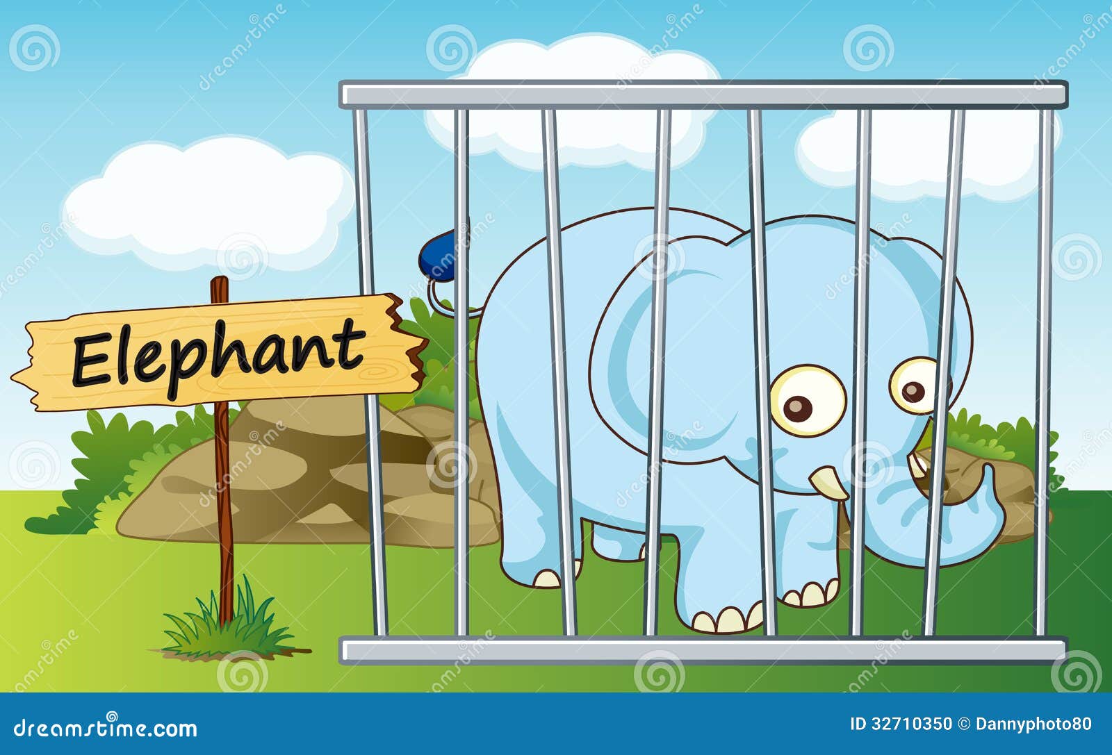 Elephant in cage stock vector. Illustration of grass - 32710350