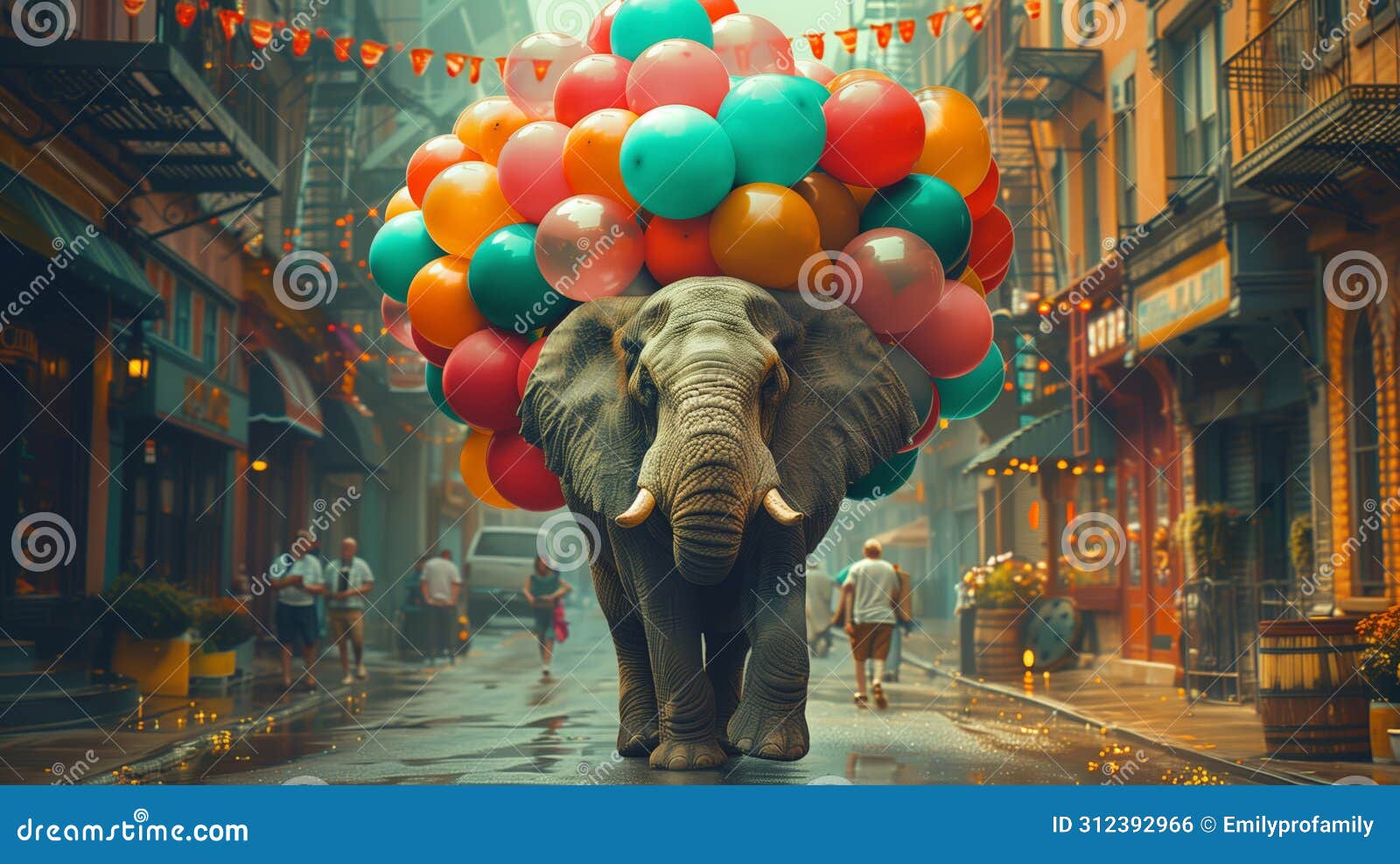 Elephant Carrying Bunch of Balloons Stock Photo - Image of kind ...