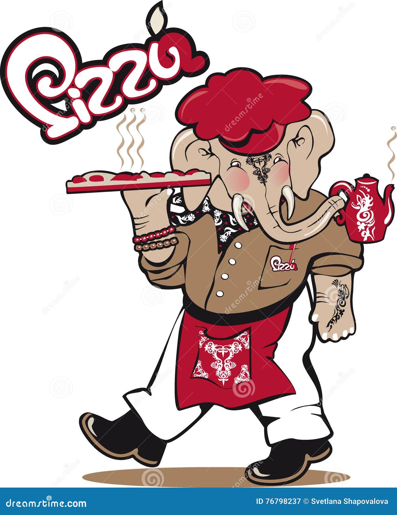 Elephant Carrying A Pizza On A Tray Stock Image | CartoonDealer.com ...
