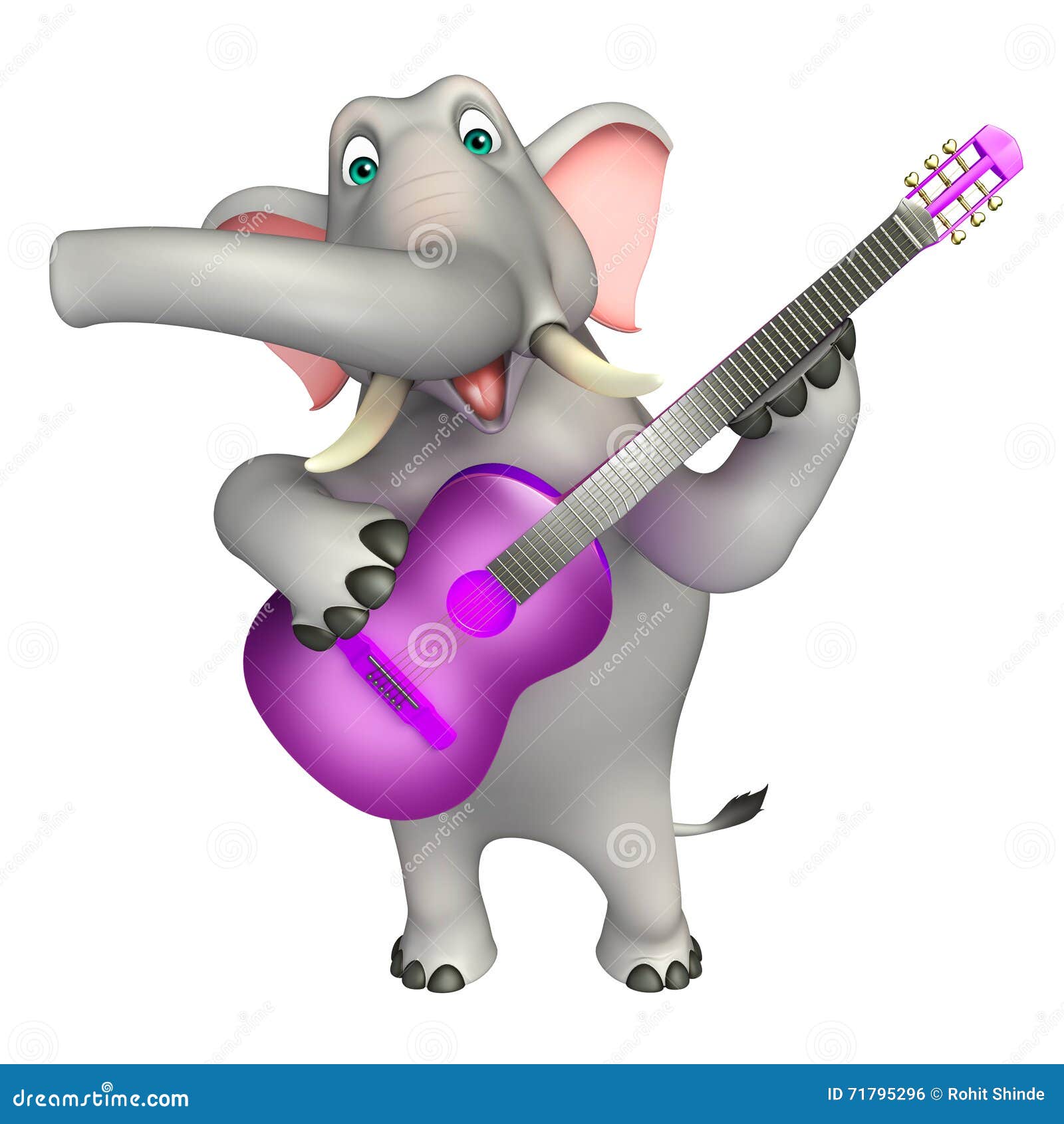 Elephant Cartoon Character with Guitar Stock Illustration ...