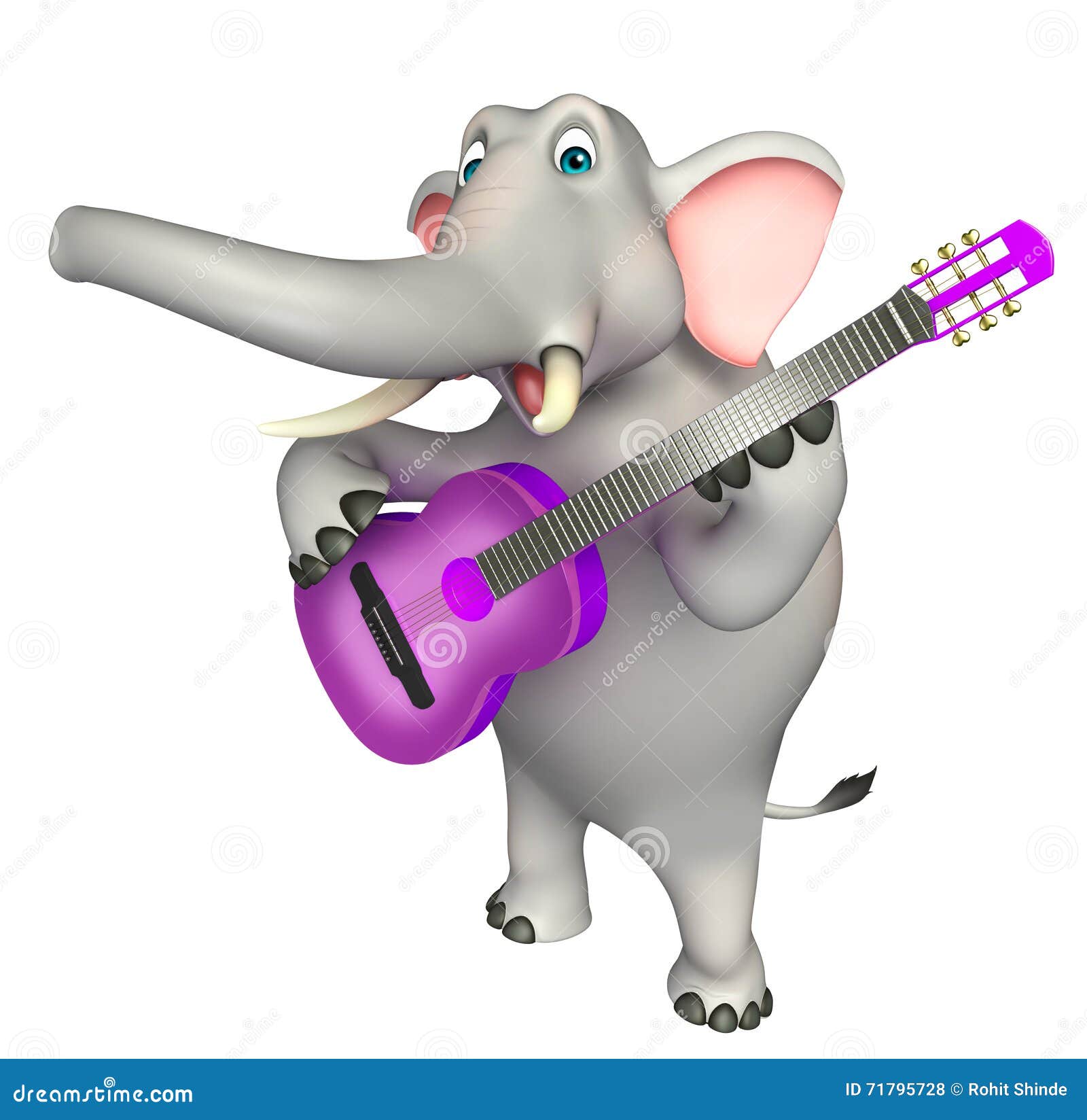Elephant Cartoon Character with Guitar Stock Illustration ...