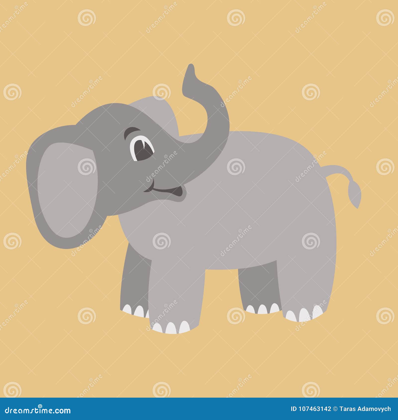 Elephant Cartoon Vector Illustration Flat Style Profile Stock Vector ...