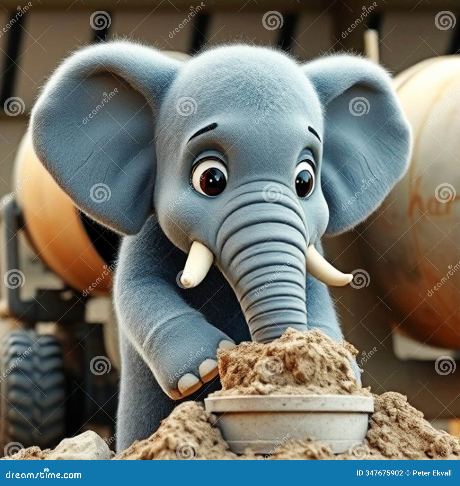 Elephant Cement Mixer Operator Stock Illustration - Illustration of ...