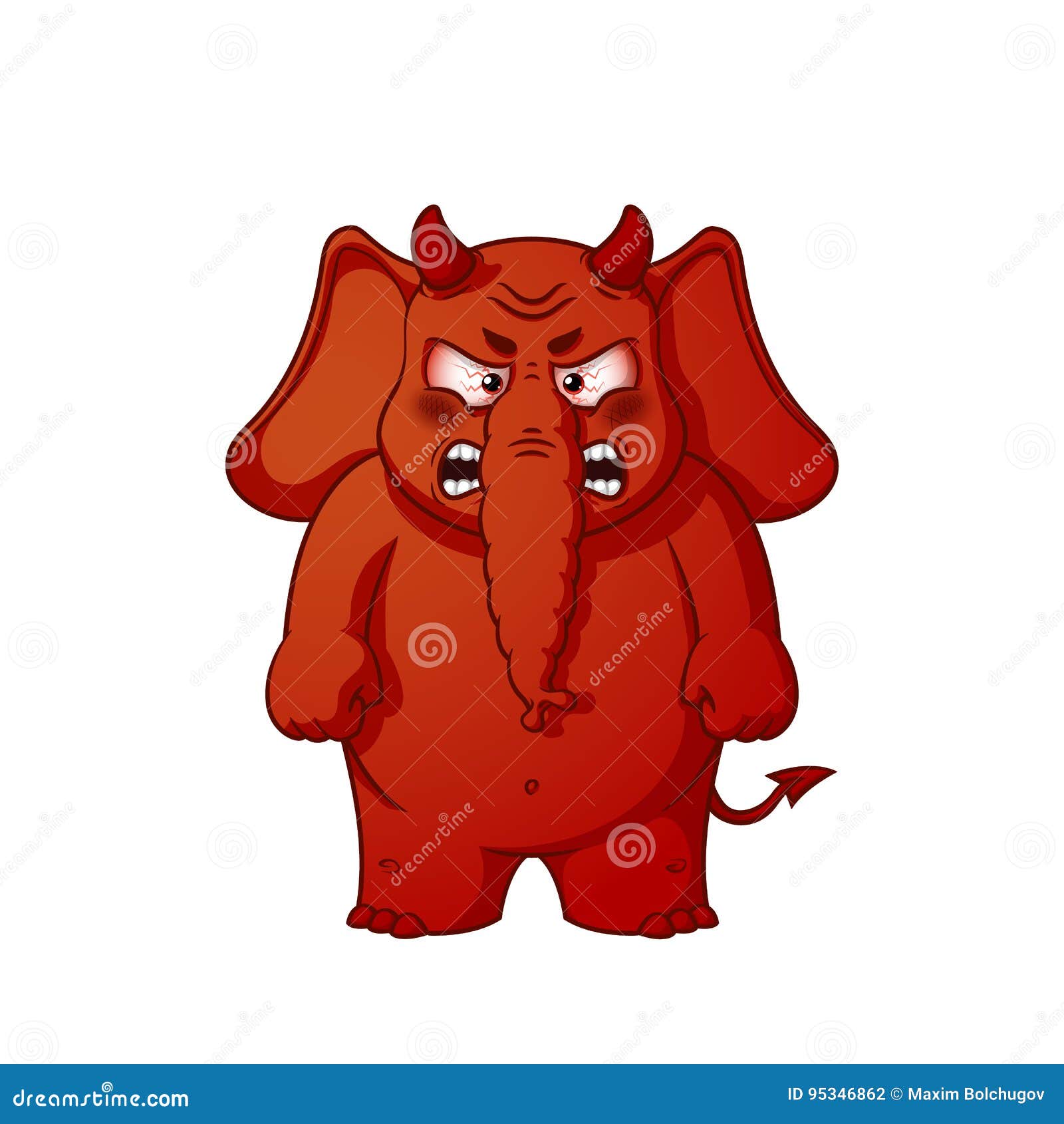 Elephant. Character. Angry Red with Horns. Devil. Big Collection of ...