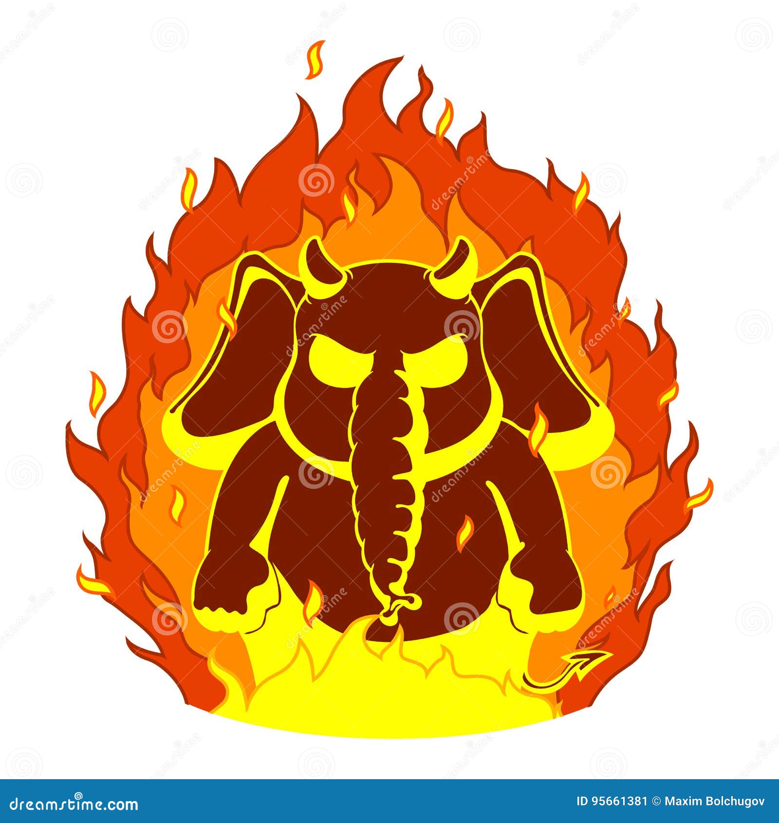 Elephant. Character. the Evil Red Horns, Fire. Devil. Big Collection of ...