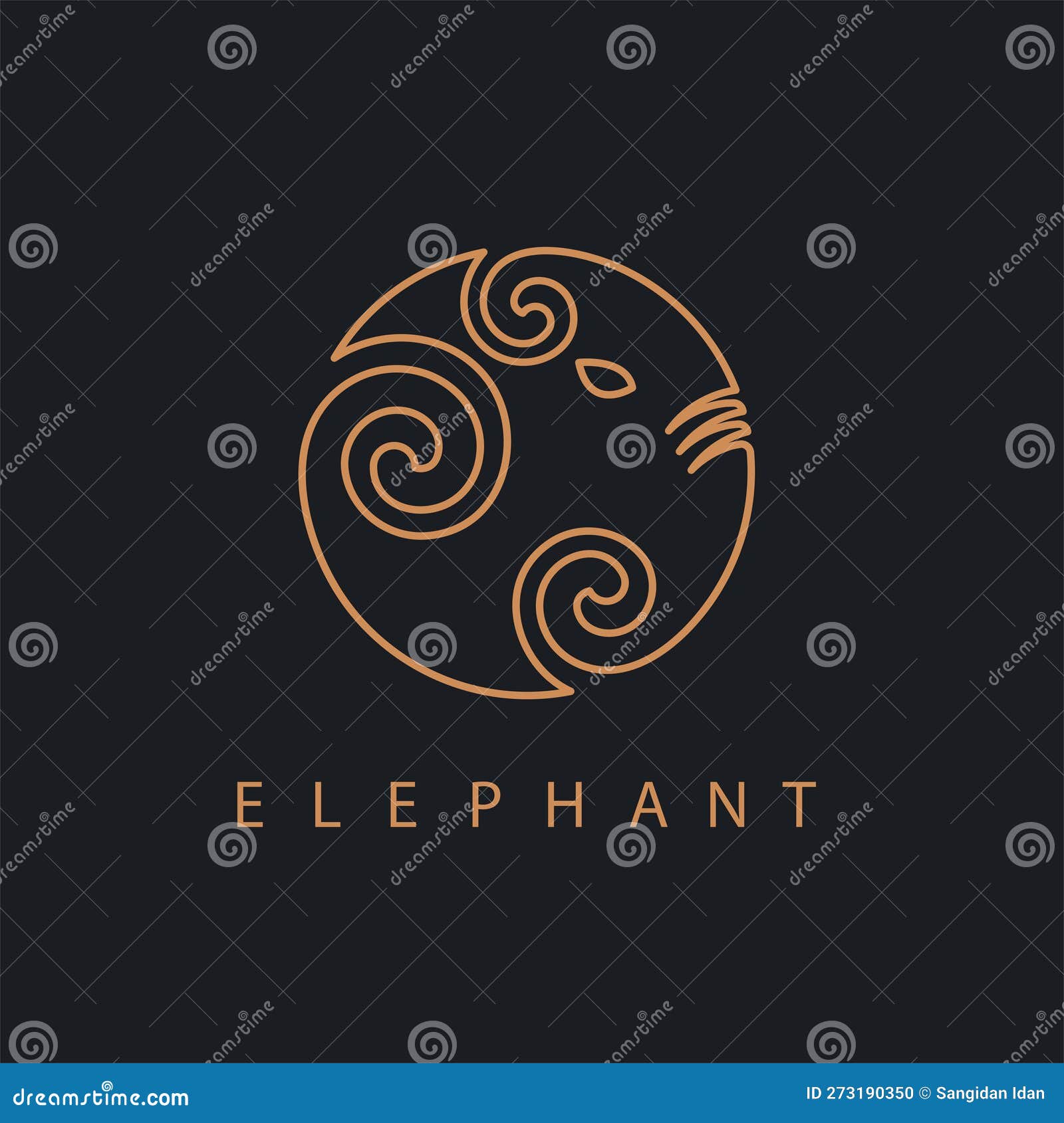 Elephant Circle Line Logo Icon Vector Concept Design Template Stock ...
