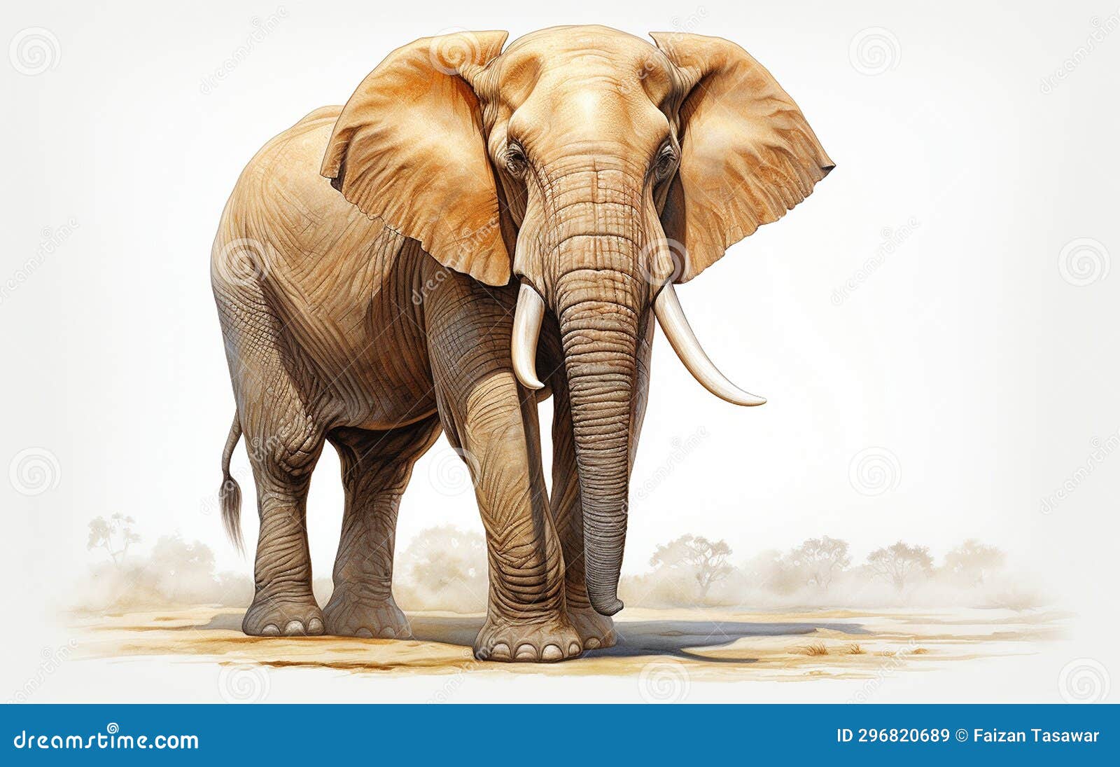 Elephant with a Clean White Background -Generative Ai Stock Image ...