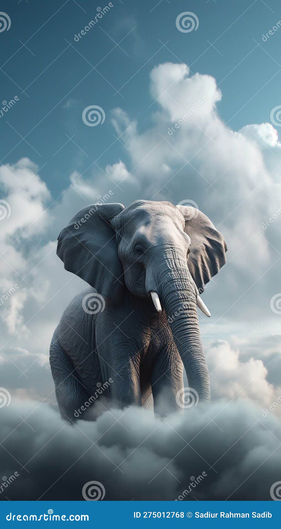Elephant in the Clouds. Conceptual Image Stock Photo - Image of asia ...