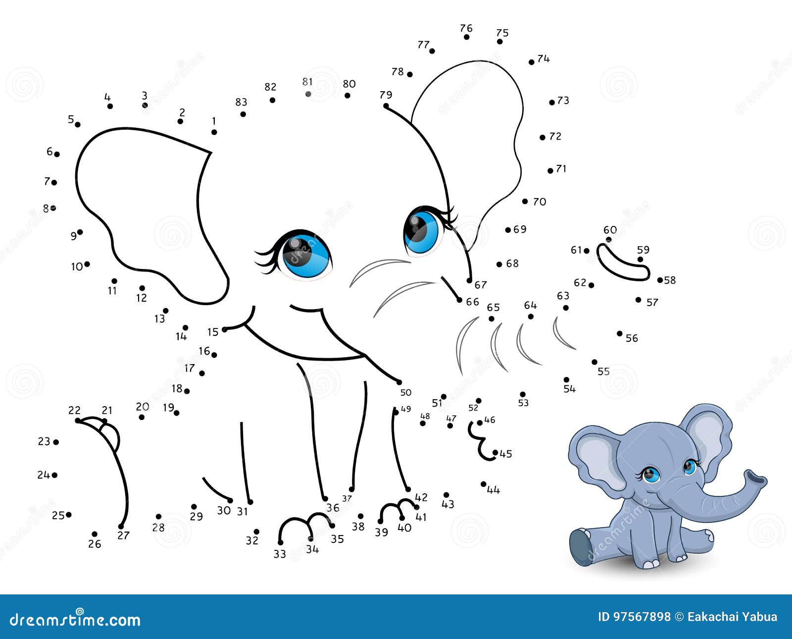 Elephant Connect The Dots And Color Cartoon Vector | CartoonDealer.com ...