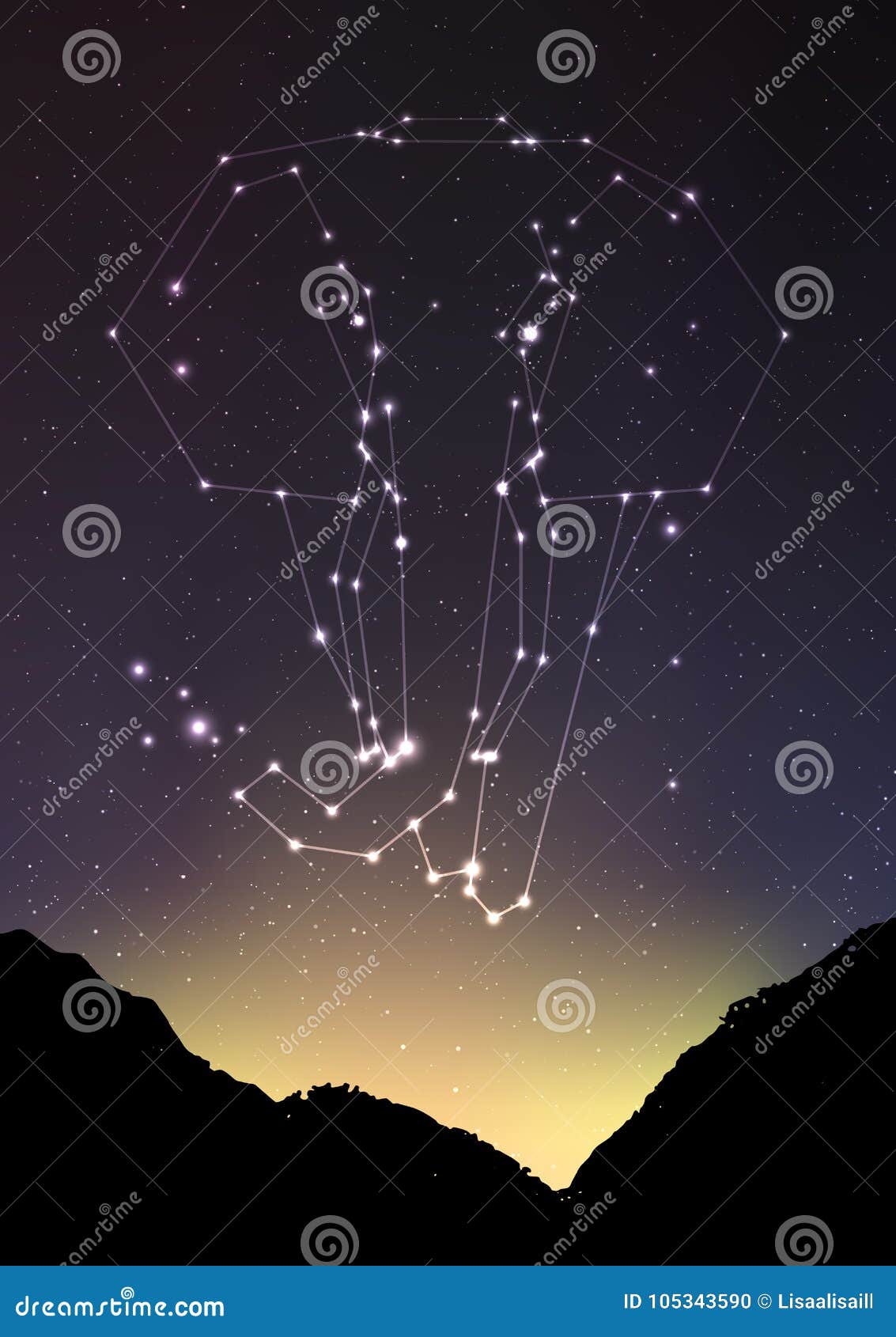 Elephant Constellation Vector Illustration. Stock Vector - Illustration ...