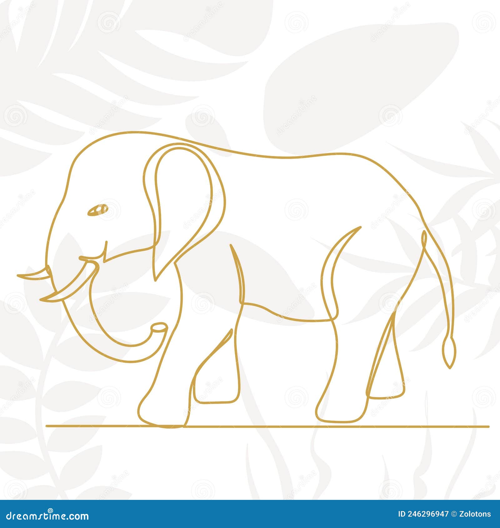 Elephant Continuous Line Drawing, Sketch, on Abstract Background Stock ...