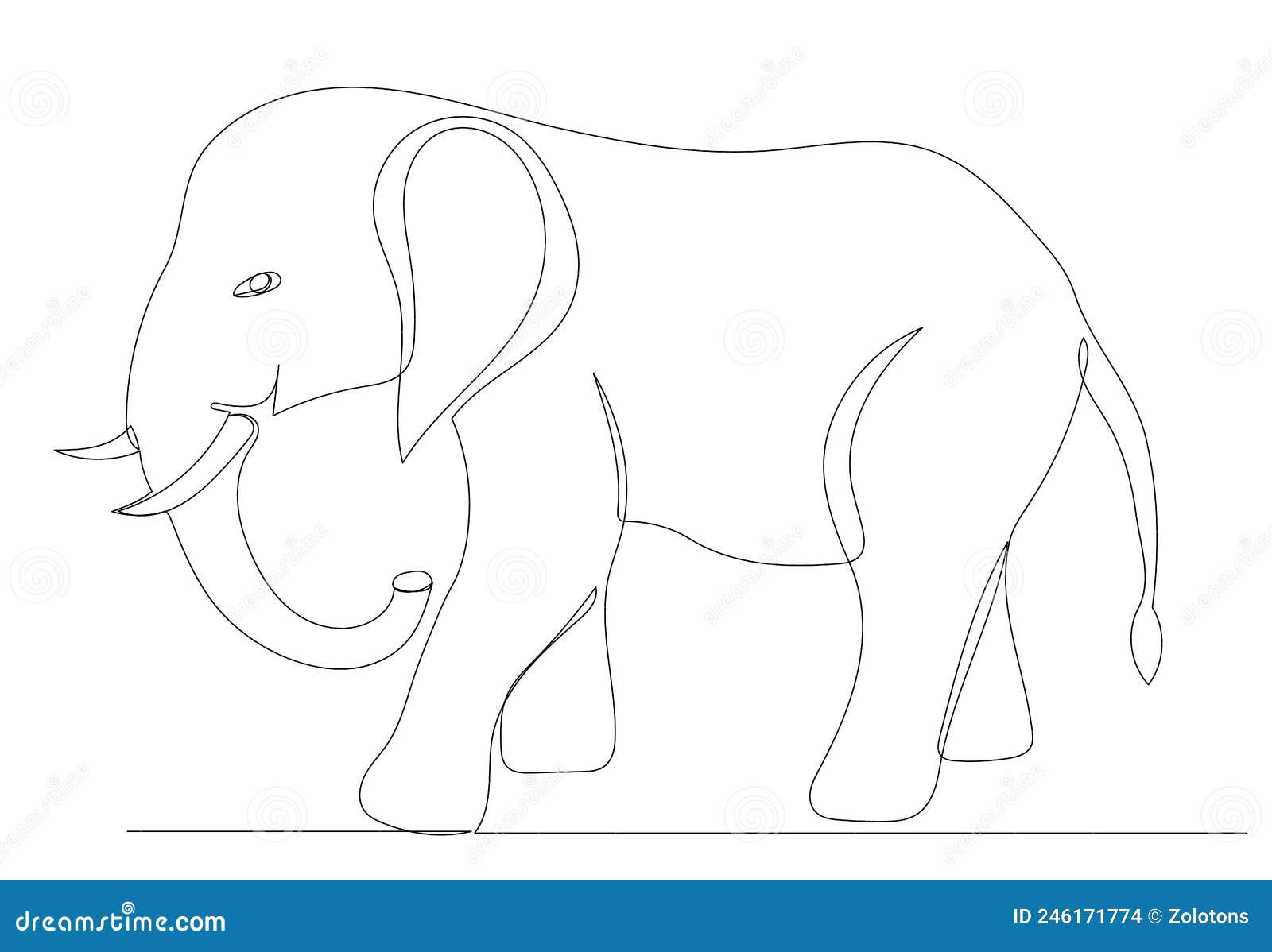 Elephant Continuous One Line Drawings Set Vector Illustration ...