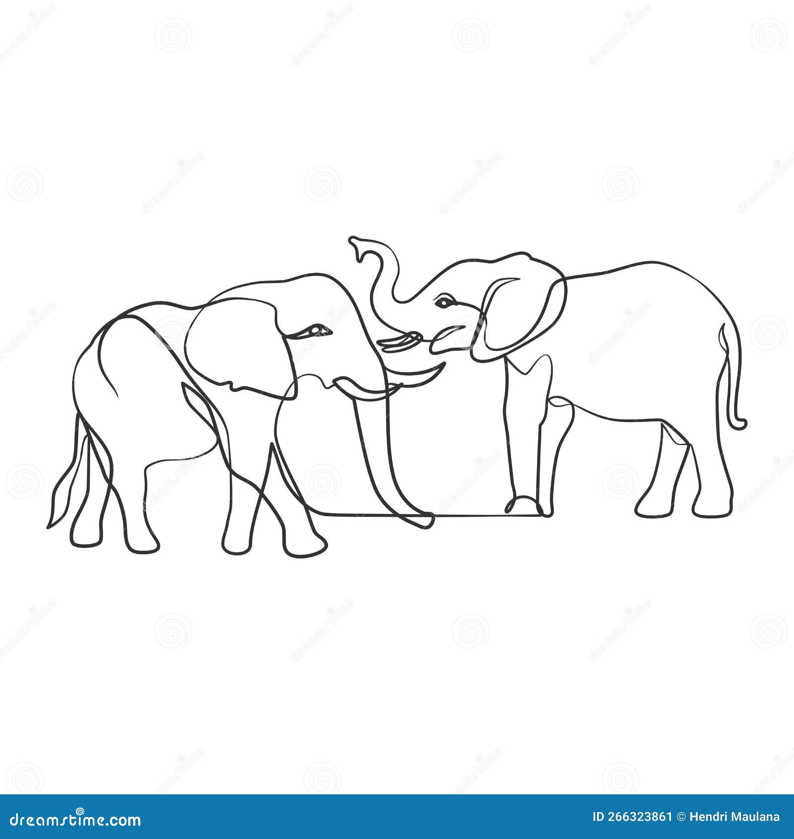 Elephant in Continuous One Line Art Drawing Stock Vector - Illustration ...
