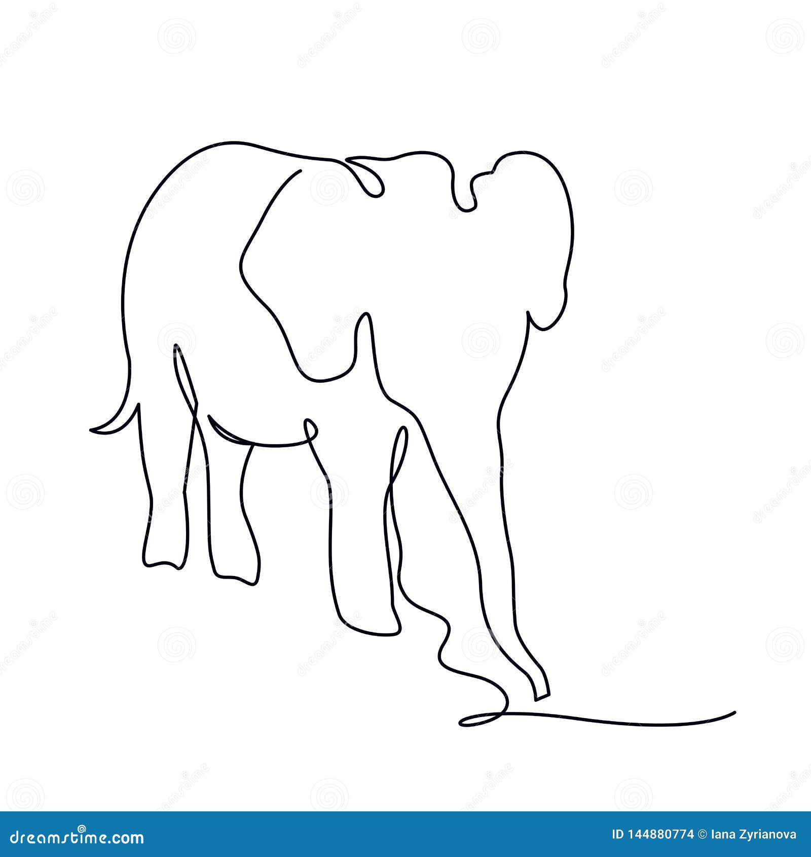 Elephant In Continuous Single Line Drawing. A Wild Animal In The Jungle ... Elephant In Continuous Single Line Drawing. A Wild Animal In The Jungle ...