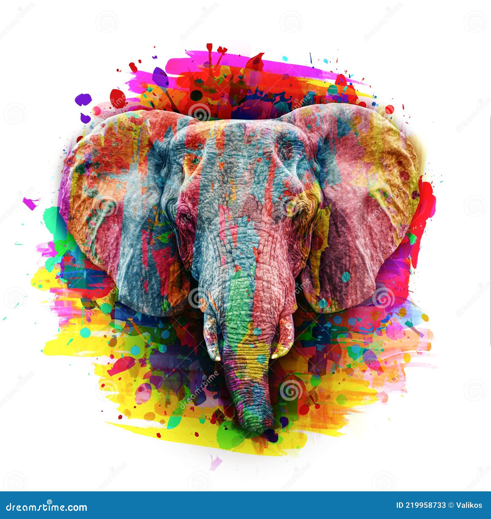 Elephant with Creative Colorful Abstract Elements on Light Background ...