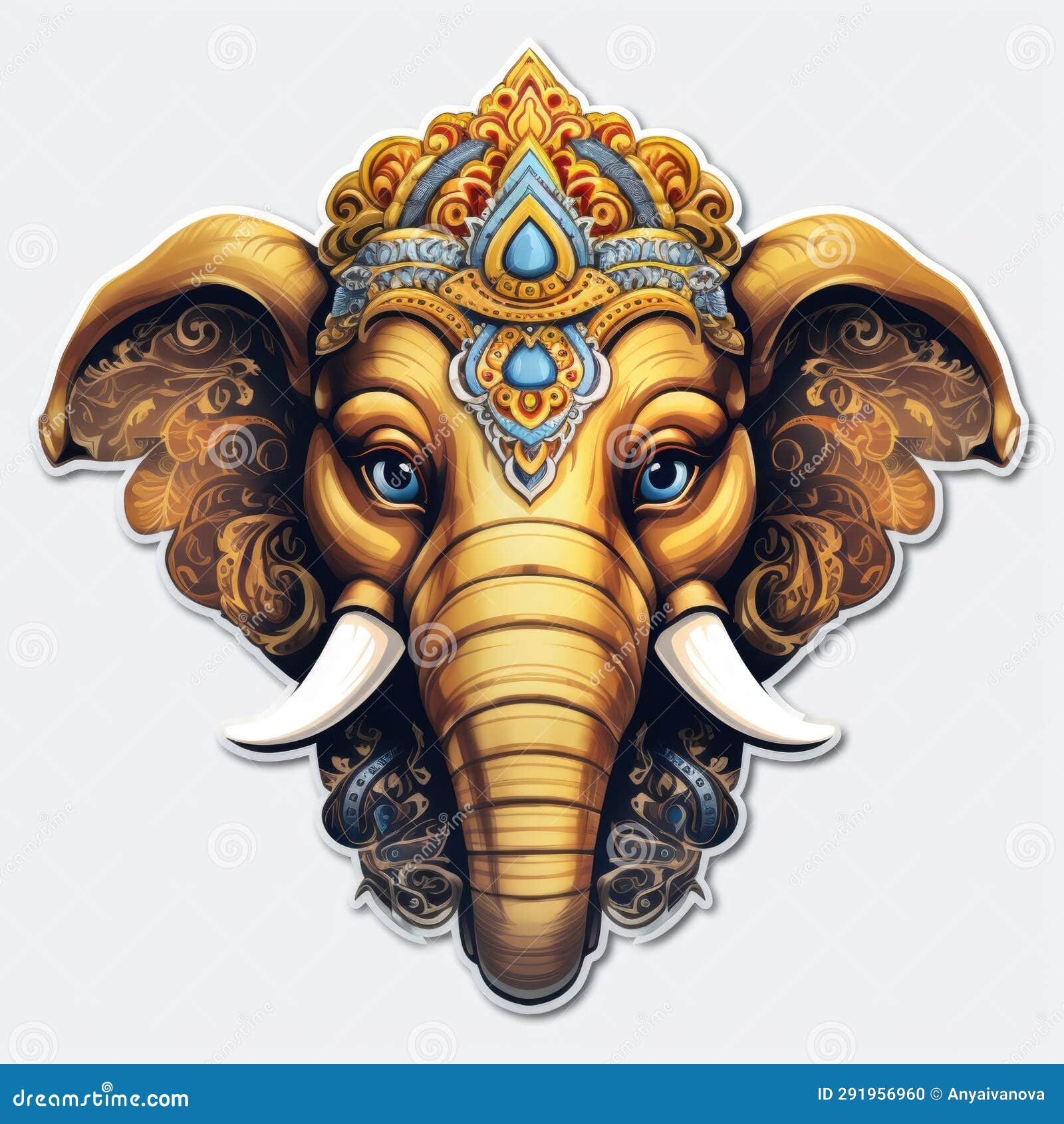 An Elephant with a Crown on Its Head. Stock Illustration - Illustration ...