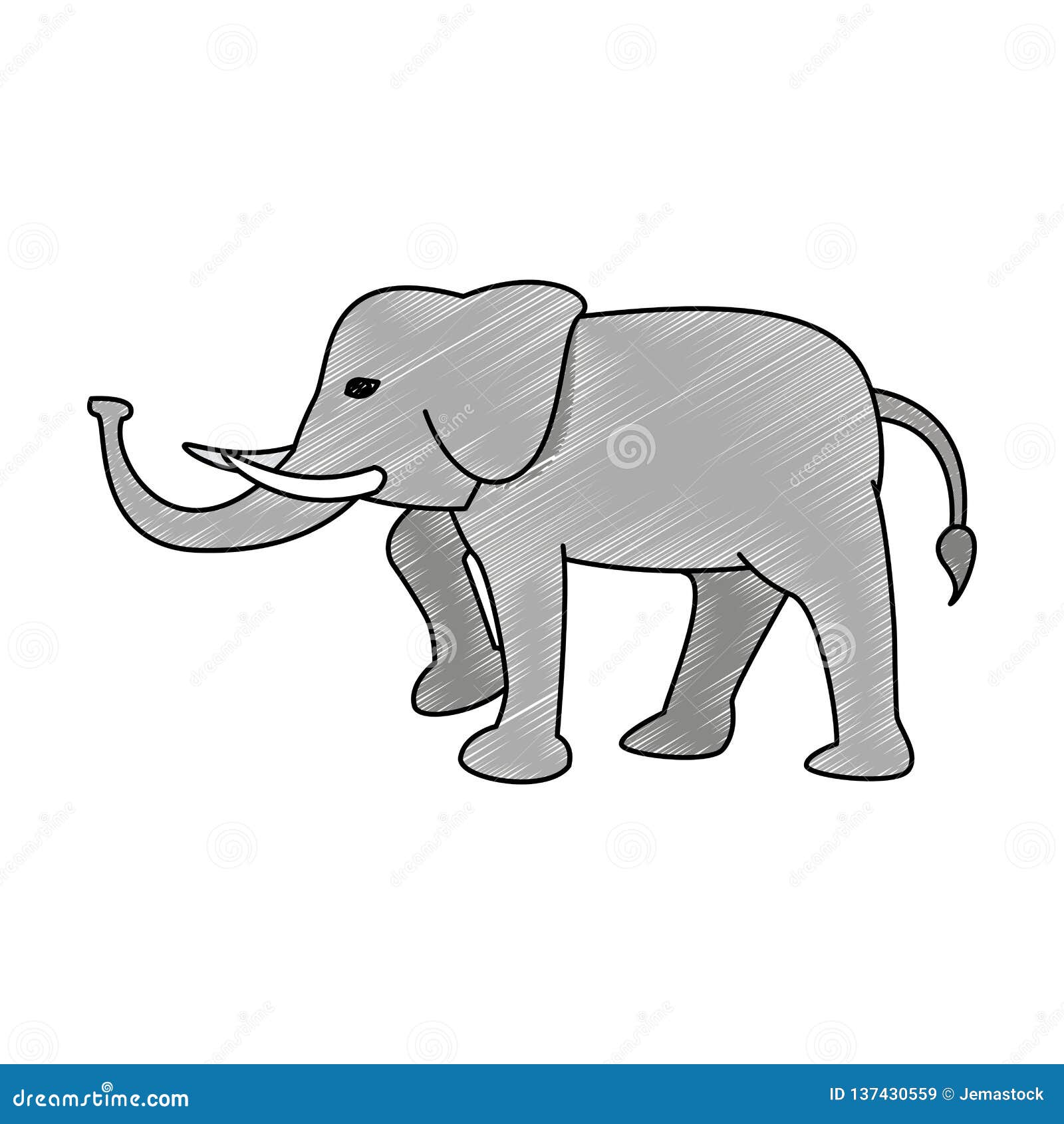 Elephant Cute Animal Scribble Stock Vector - Illustration of happy ...