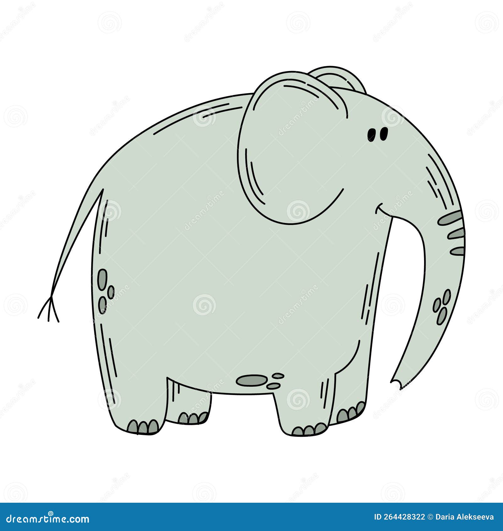 Elephant. Cute Elephant. Flat Vector Doodle. Stock Vector ...