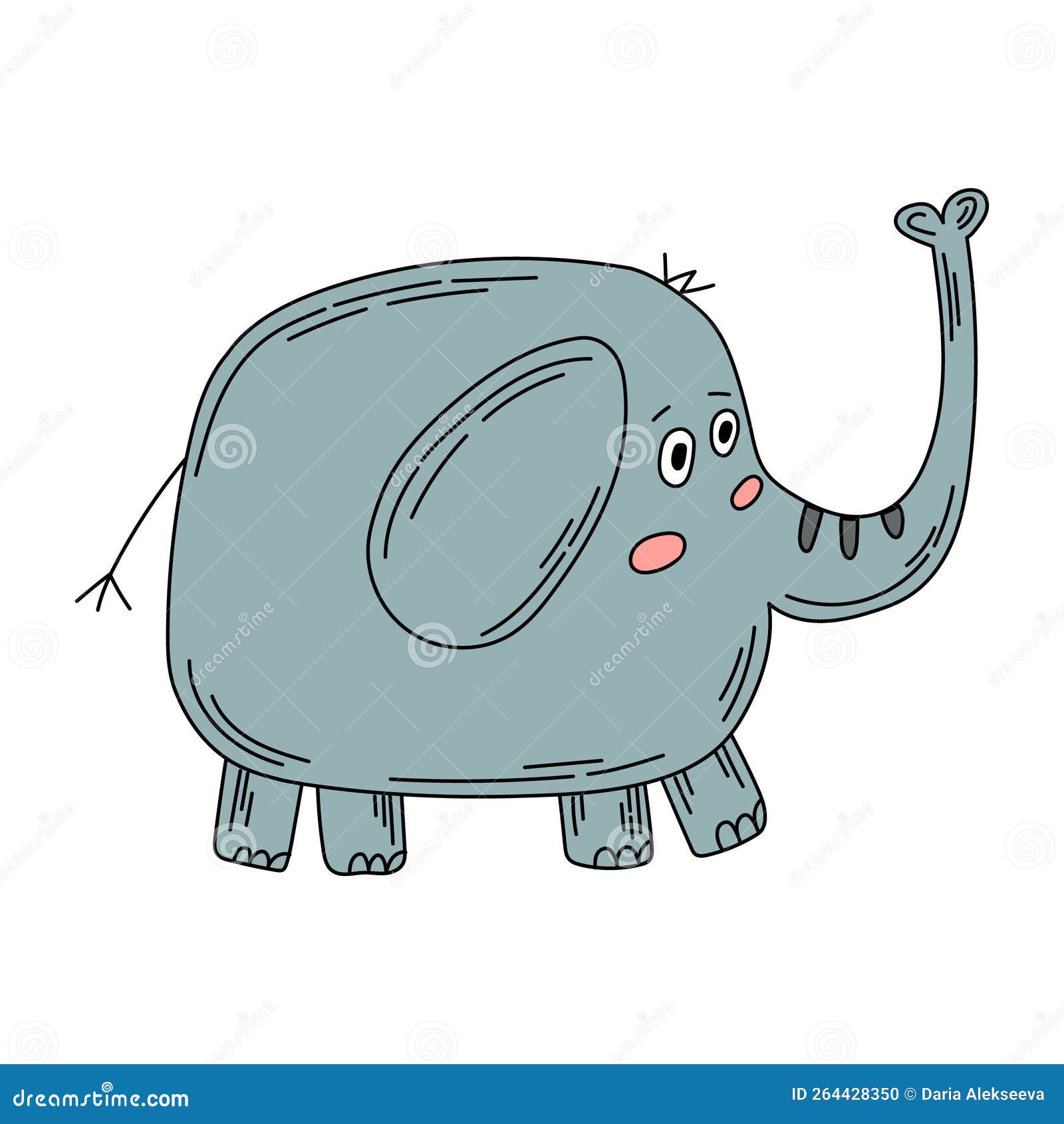 Elephant. Cute Elephant. Flat Vector Doodle. Stock Vector ...