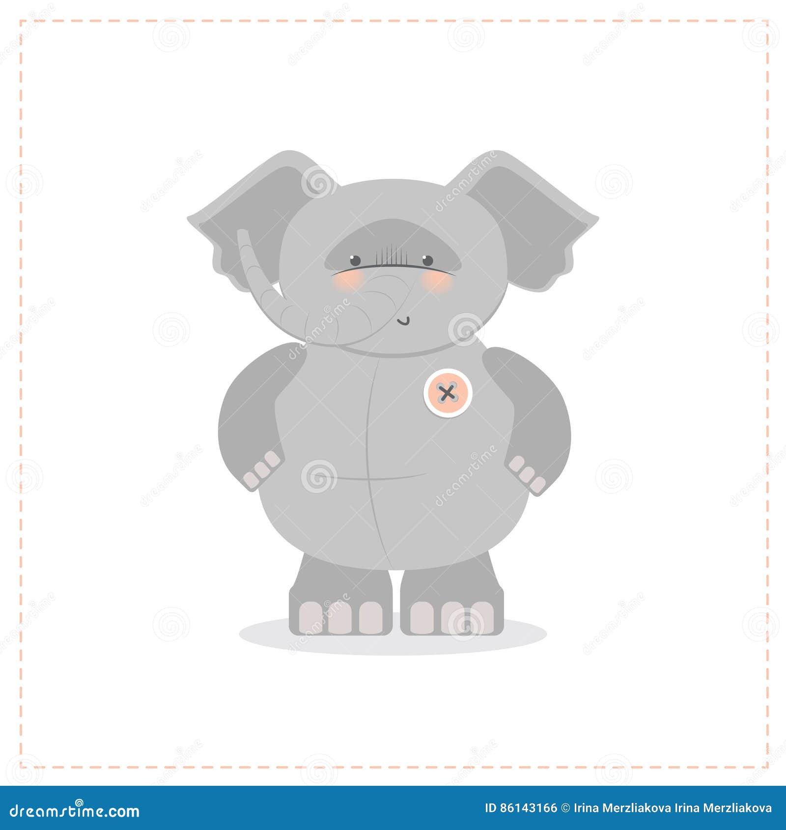 Elephant Cute Plush Toy Cartoon Stock Illustration - Illustration of ...