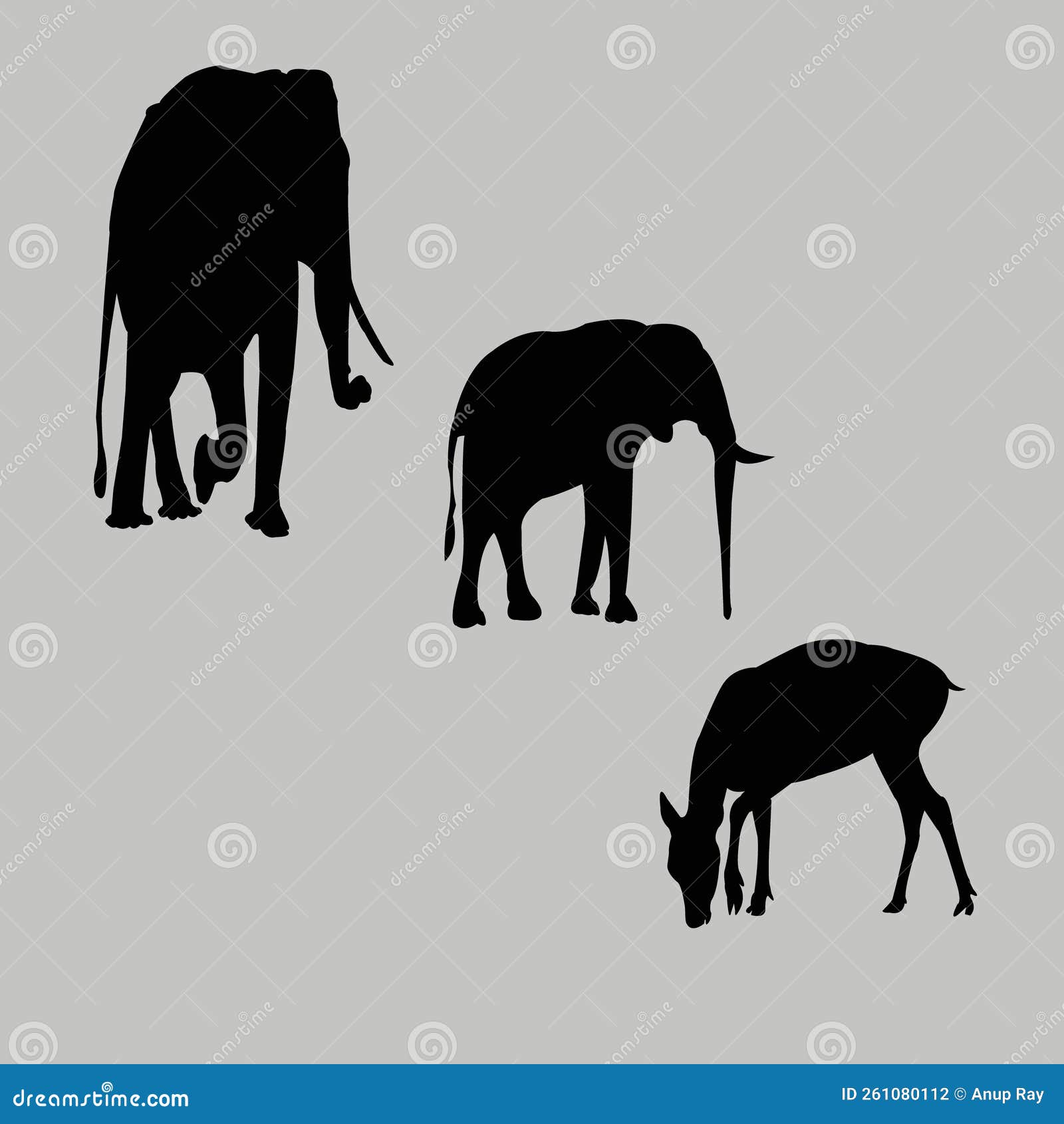 Elephant and Deer Silhouette Vector Art. Stock Vector - Illustration of ...