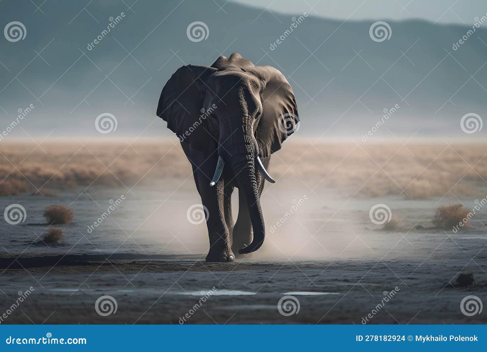 Elephant in the Desert. Neural Network AI Generated Stock Illustration ...