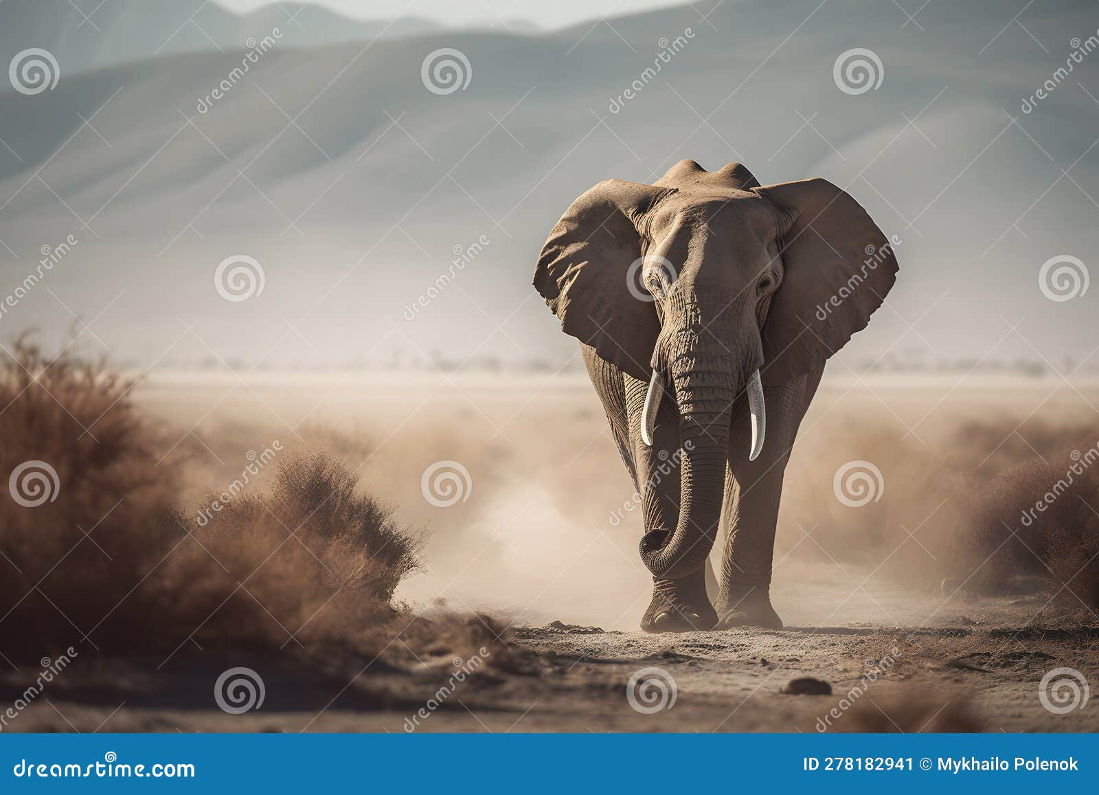 Elephant in the Desert. Neural Network AI Generated Stock Illustration ...
