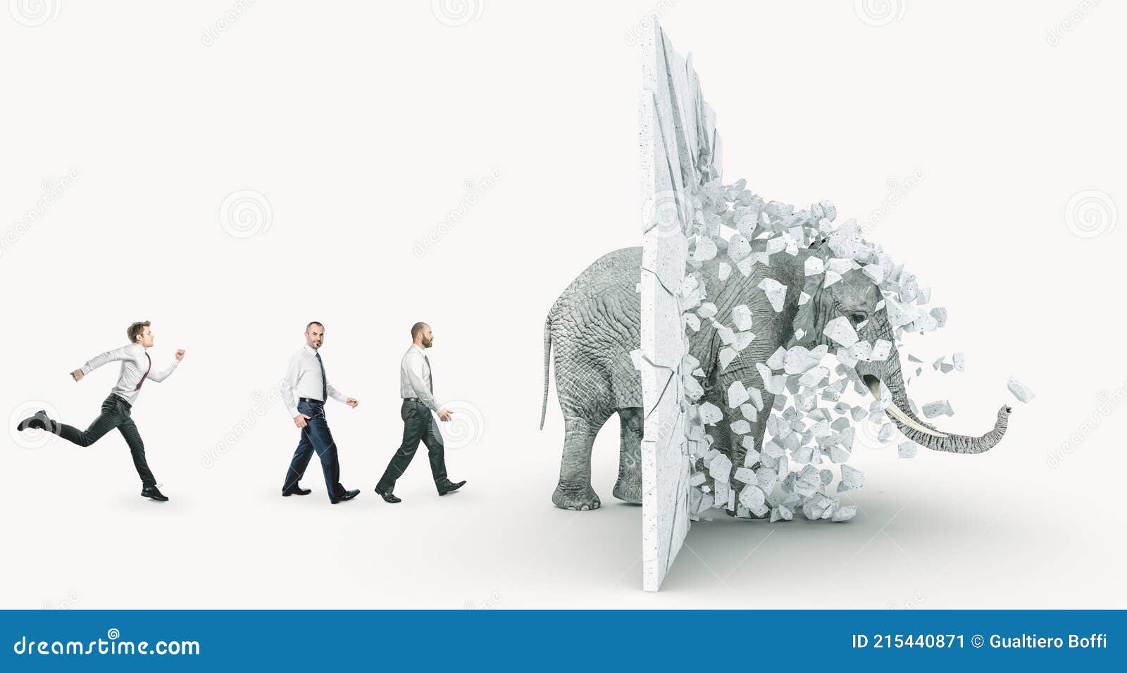 Elephant Destroying a Wall and Opening a Way for People Stock Image ...