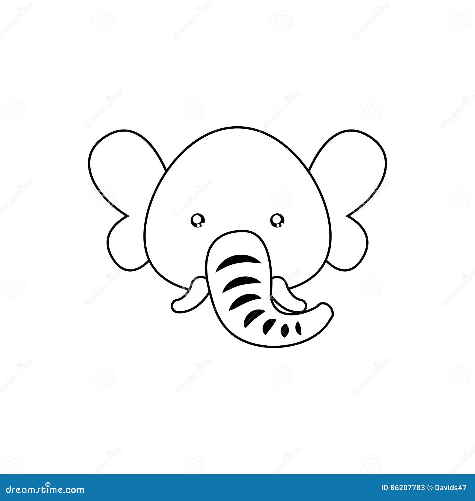 Elephant Drawing Face stock vector. Illustration of head - 86207783