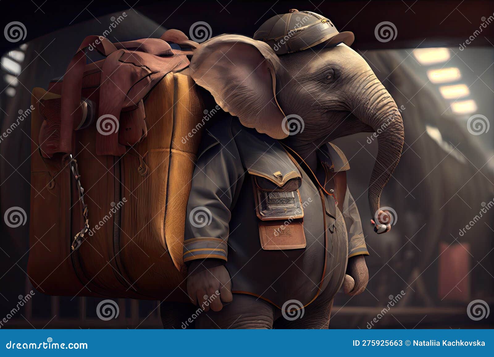 Elephant Dressed in a Pilot Form Stock Illustration - Illustration of ...