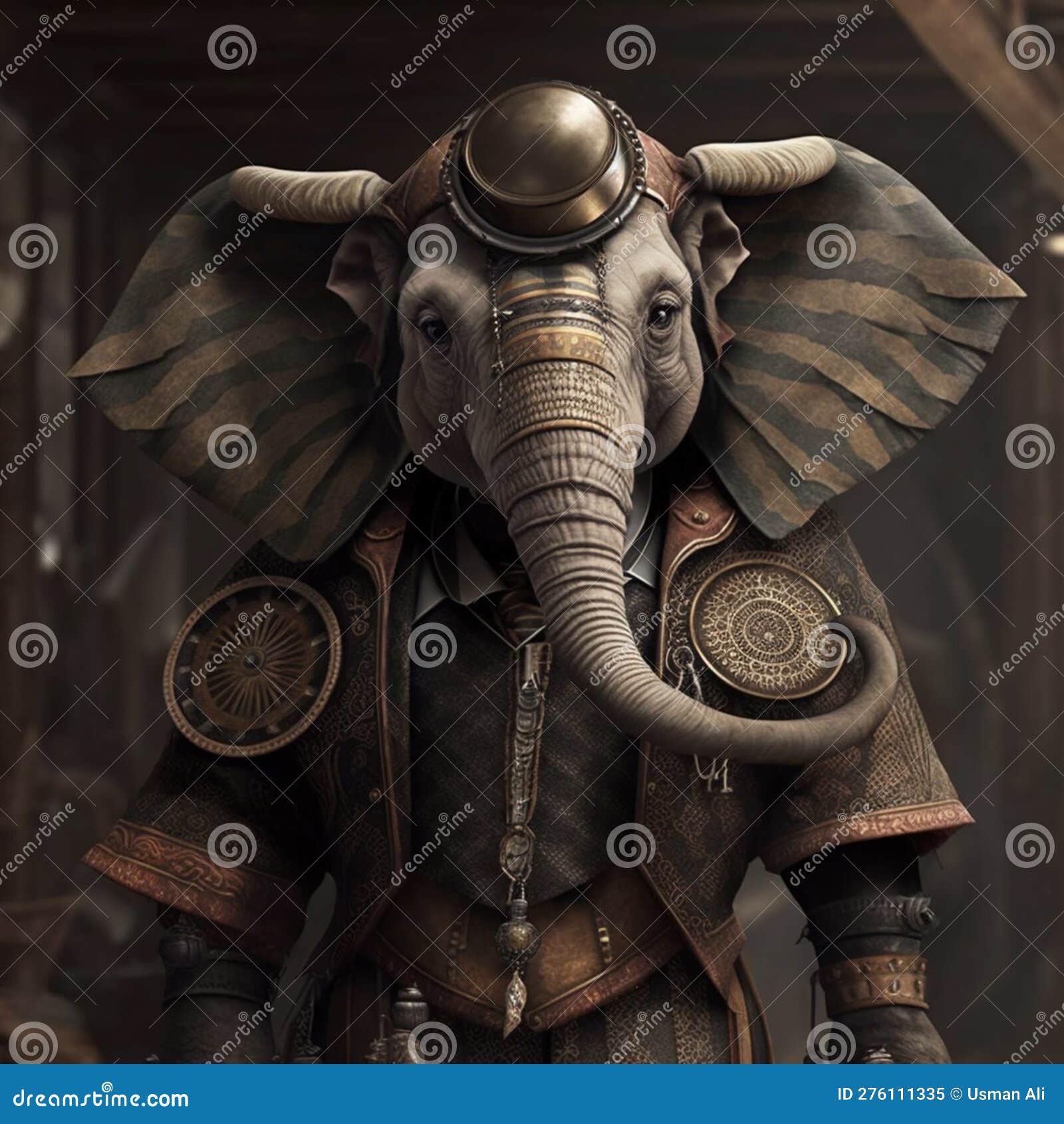 Steampunk Elephant With Cubist Oil Painting Style And Mechanical ...