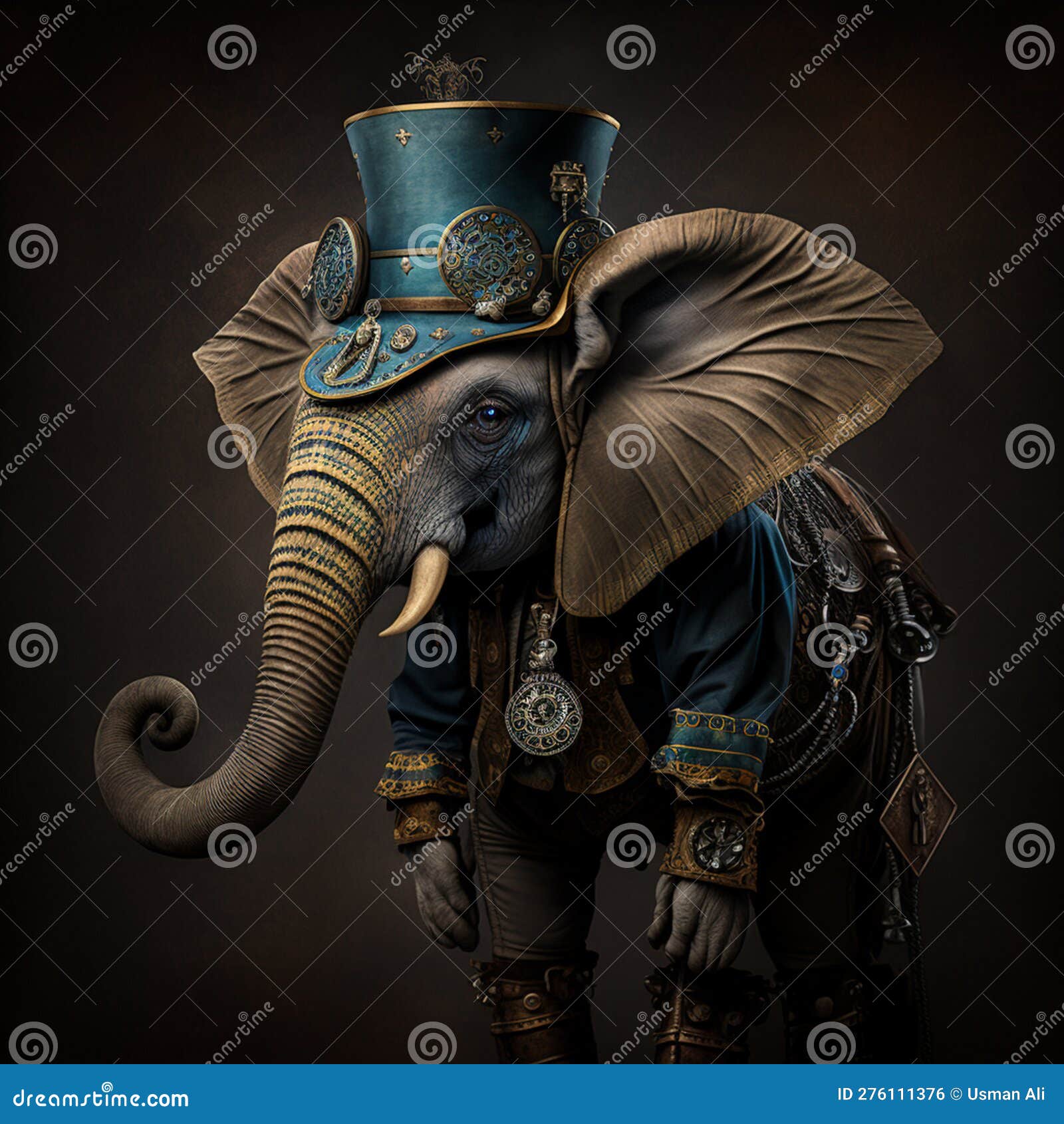 Steampunk Elephant With Cubist Oil Painting Style And Mechanical ...