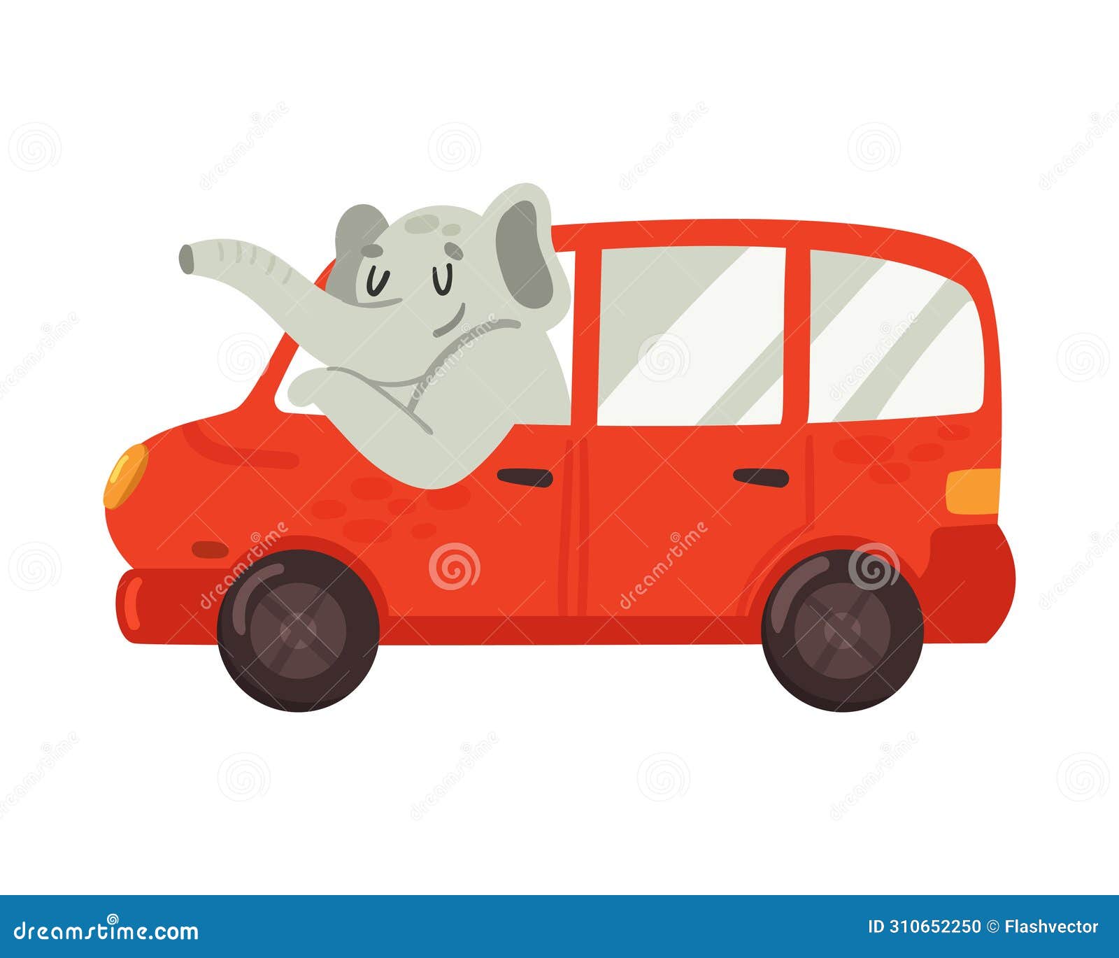 Elephant driving a car stock vector. Illustration of balance - 310652250
