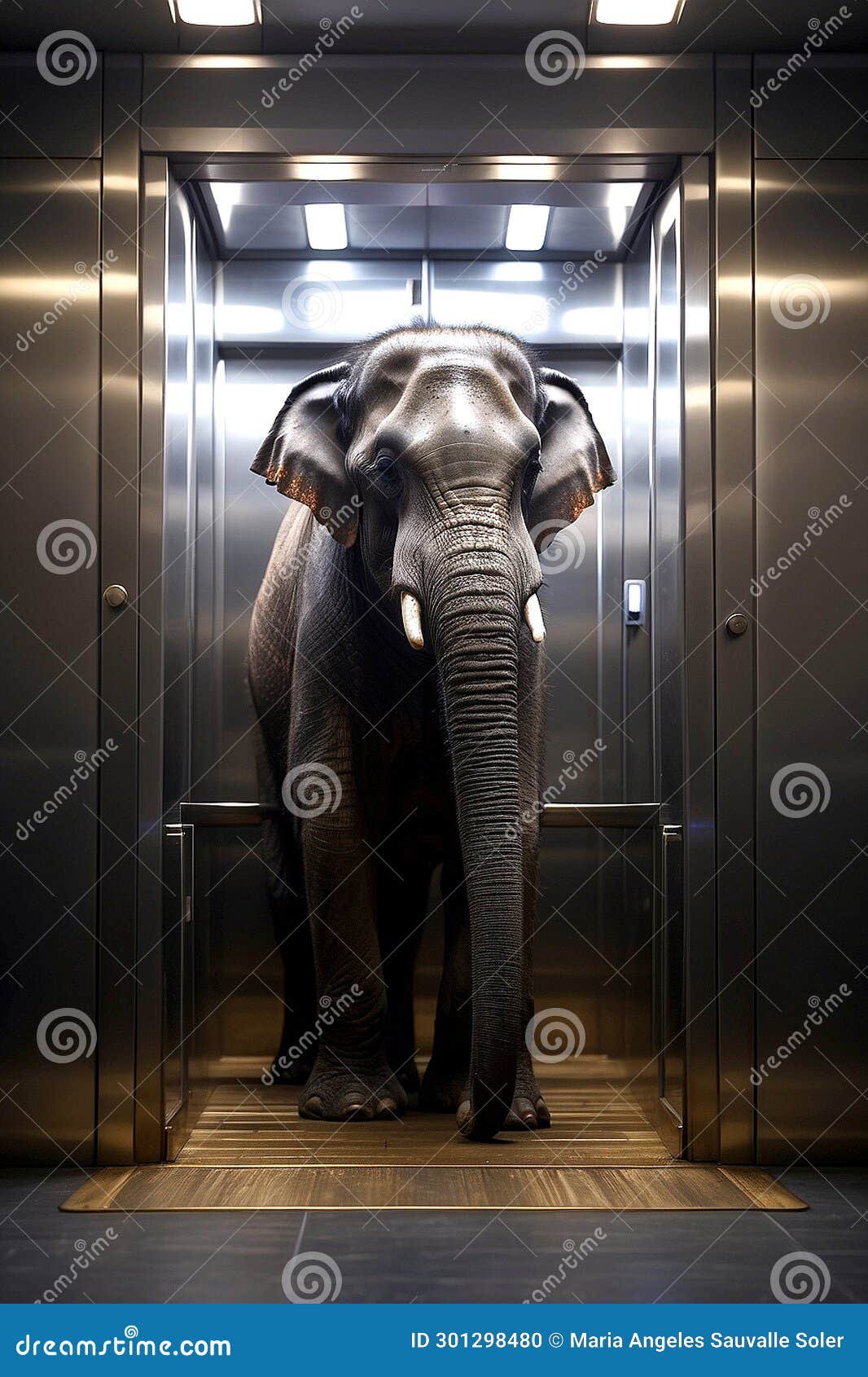 Elephant in an elevator stock illustration. Illustration of carving ...